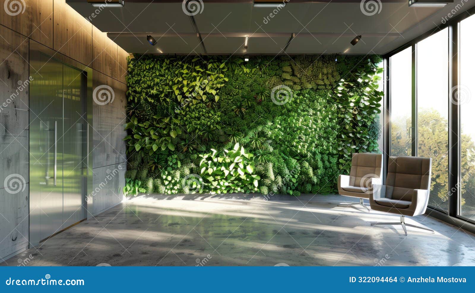 Seating Area with Vertical Wall of Climbing Perennials in a Modern ...