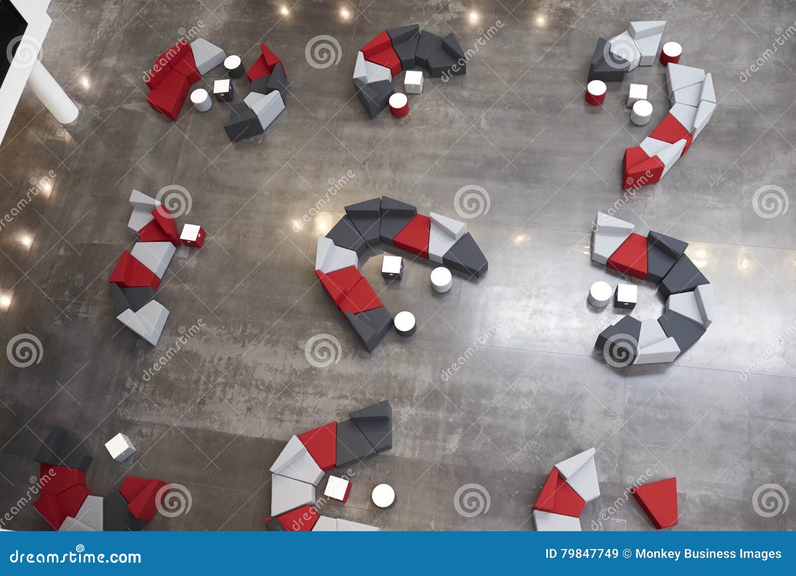 Seating in the Atrium of Modern University Building, Aerial Stock Image ...