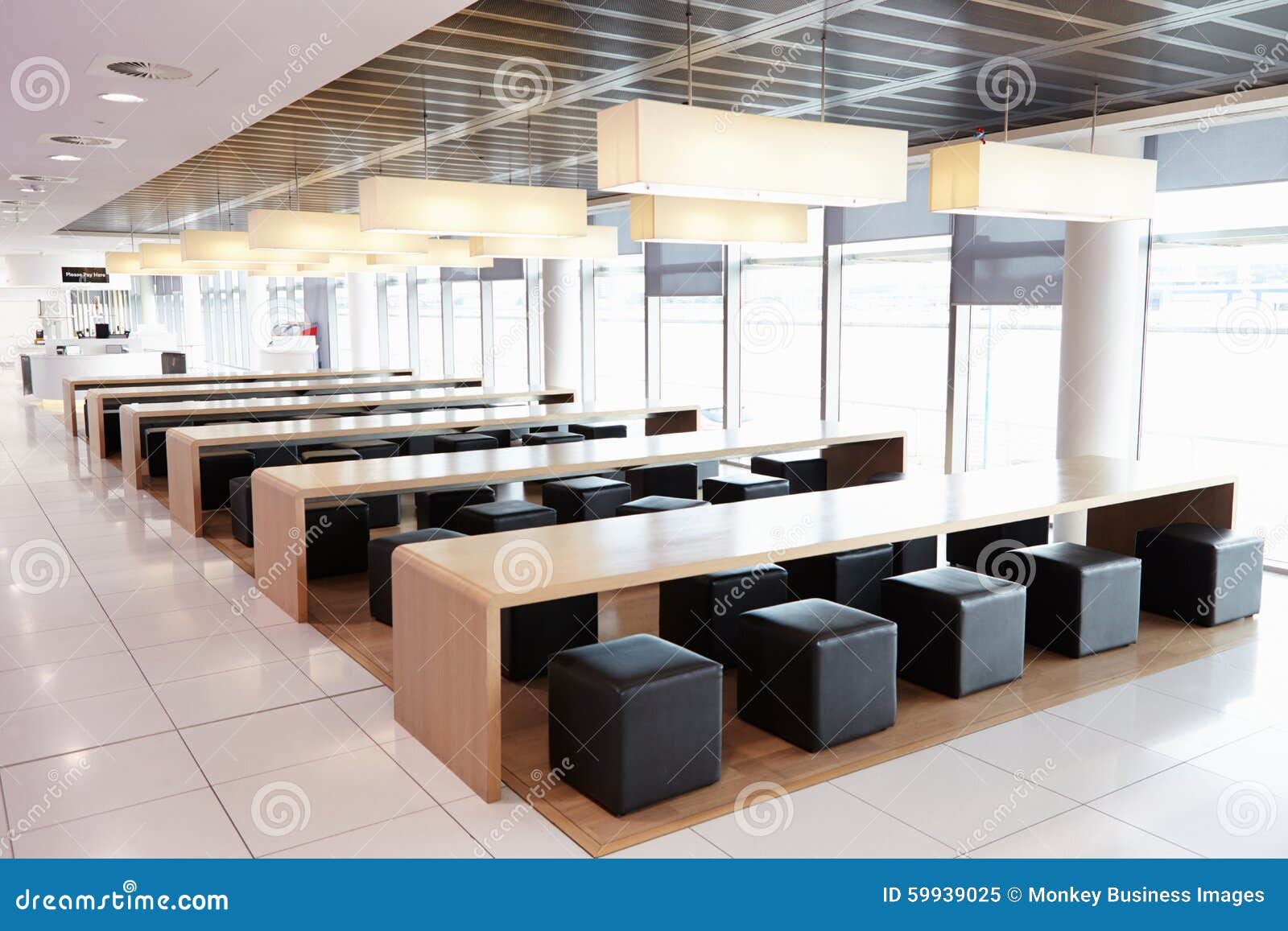 Seating in the Empty Cafeteria of a Large Business Stock Image - Image ...