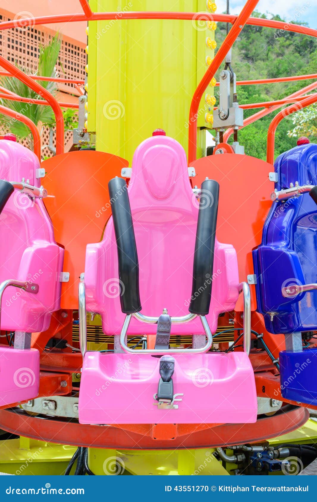 Seats of free fall tower stock photo. Image of black - 43551270