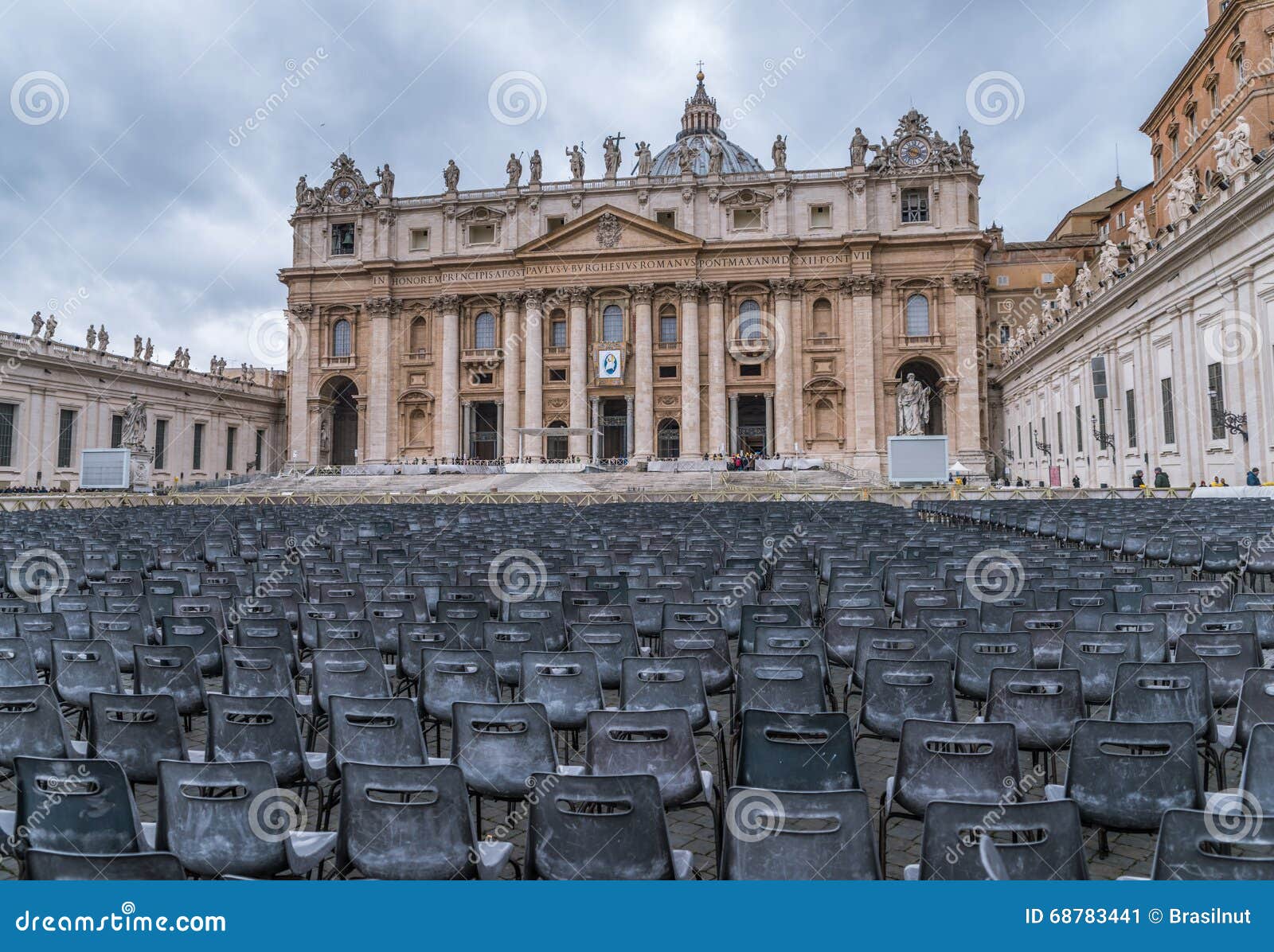 Seats in Front of the St. Peters Basilika in the Vatican City State ...