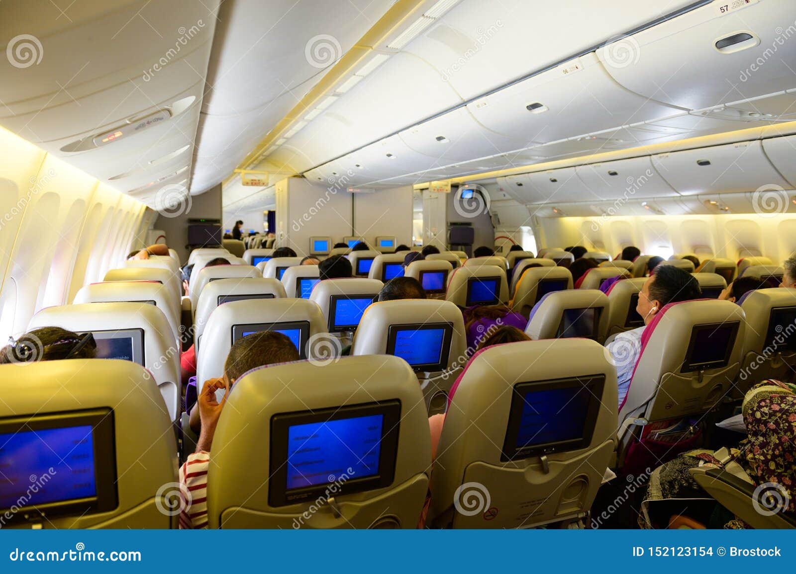 Seats Inside the Airplane and Passenger Sitting All Area Editorial ...