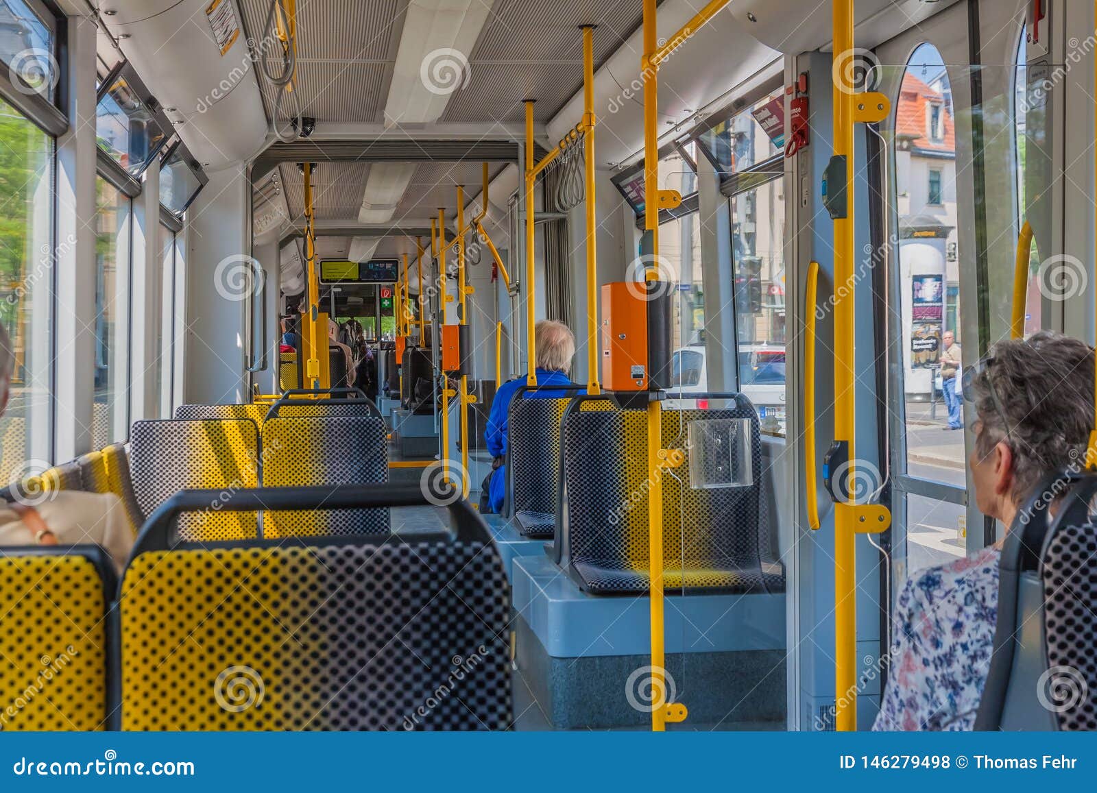 Seats inside the tram editorial stock photo. Image of colorful - 146279498
