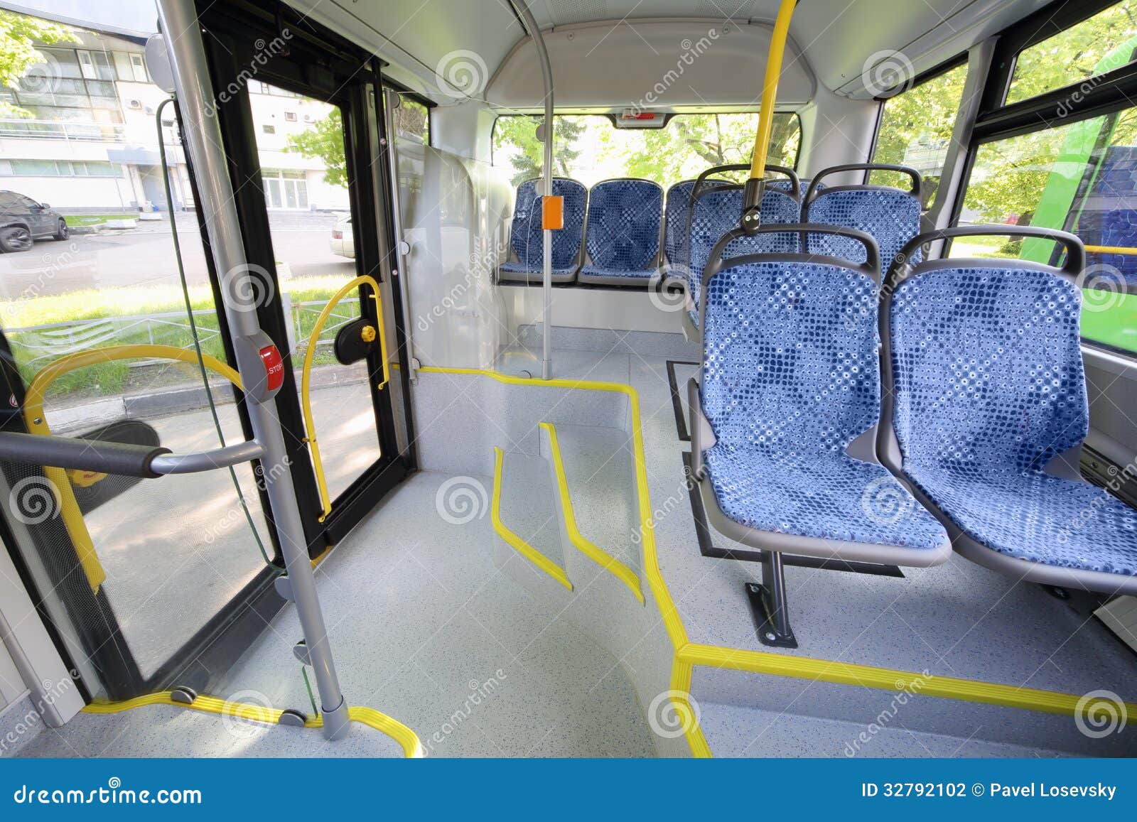 Seats in Passenger Compartment of Empty City Bus Stock Photo - Image of ...