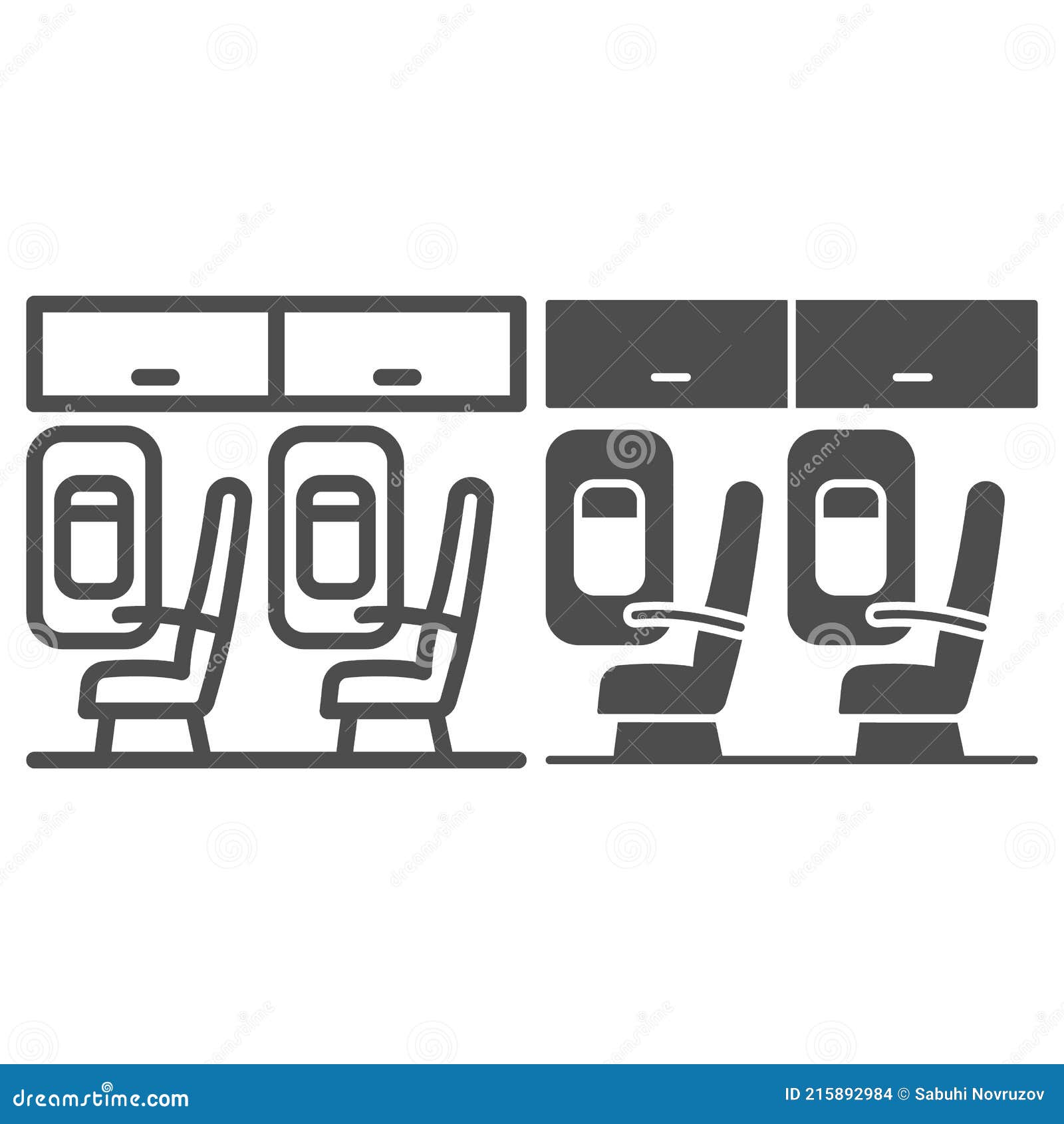 Seats In Plane Line And Solid Icon, Airlines Concept, Seats Vector Sign ...