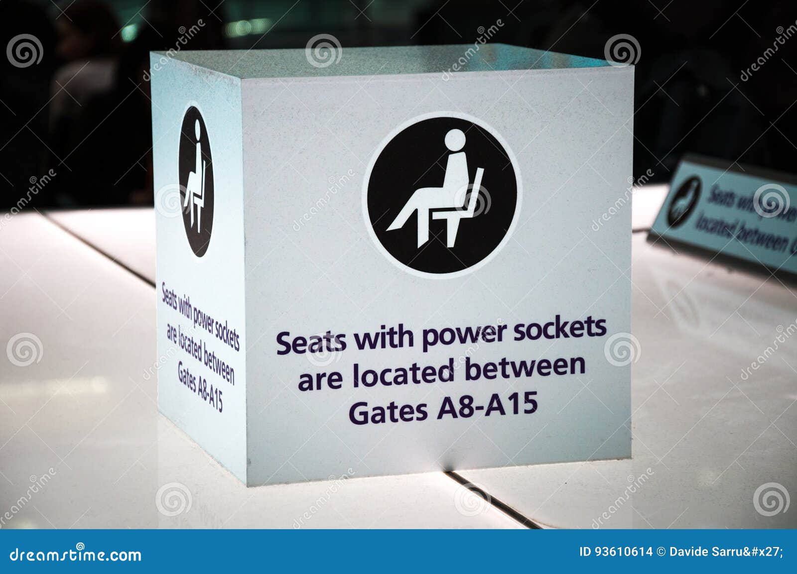 Seats with power sockets stock photo. Image of sign, priority - 93610614