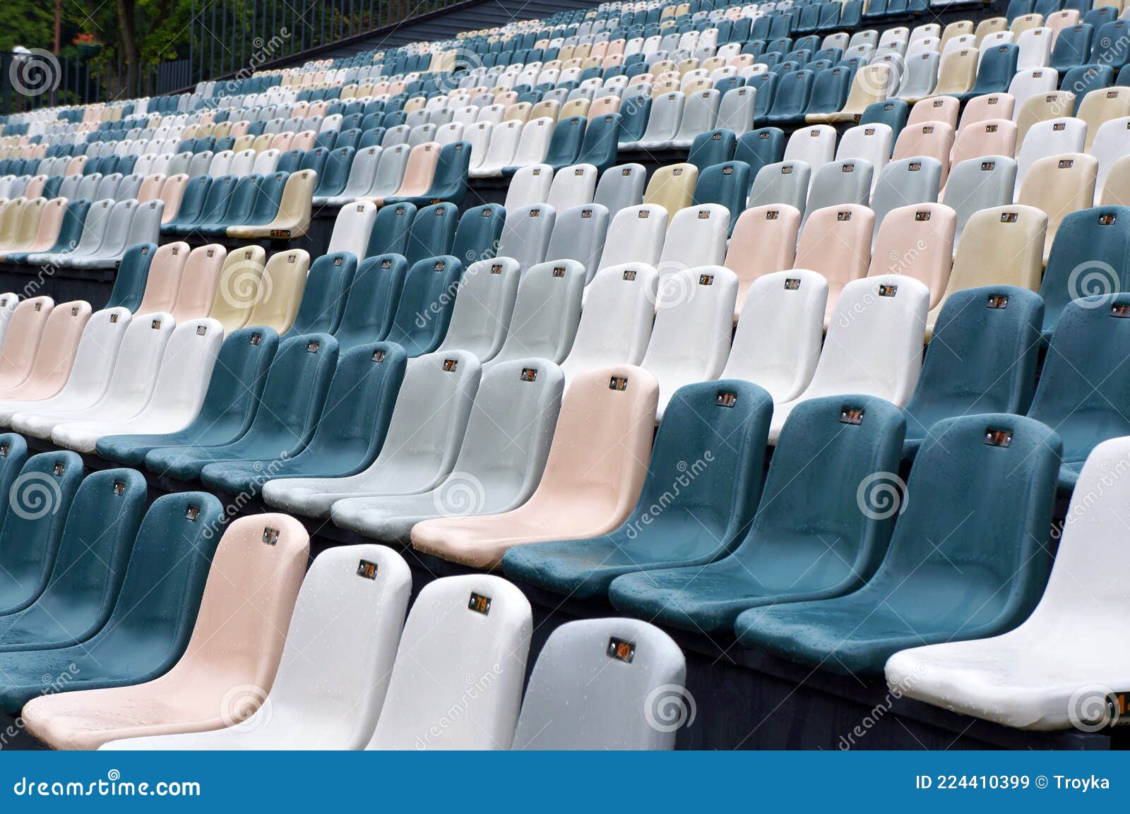 Seats in Rows in Empty Auditorium Outdoors after Rain Stock Image ...