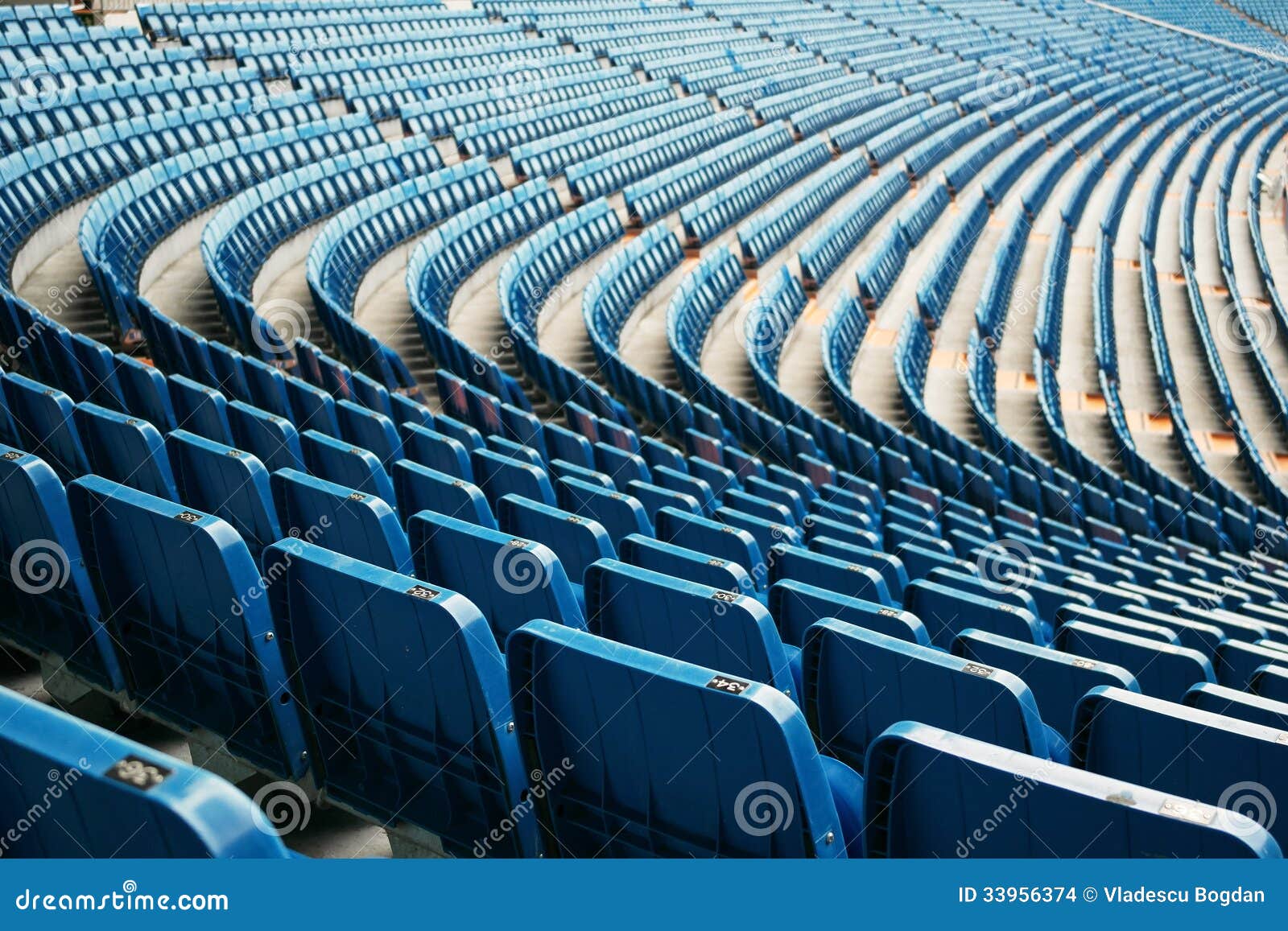 Seats in stadium stock photo. Image of bench, line, blue - 33956374