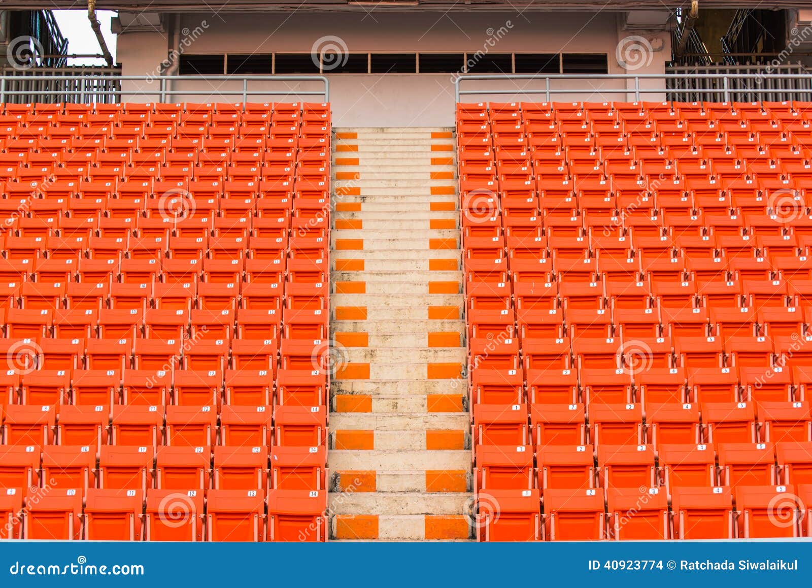 Seats on Stadium Steps Bleacher with Spot Light Pole Stock Photo ...
