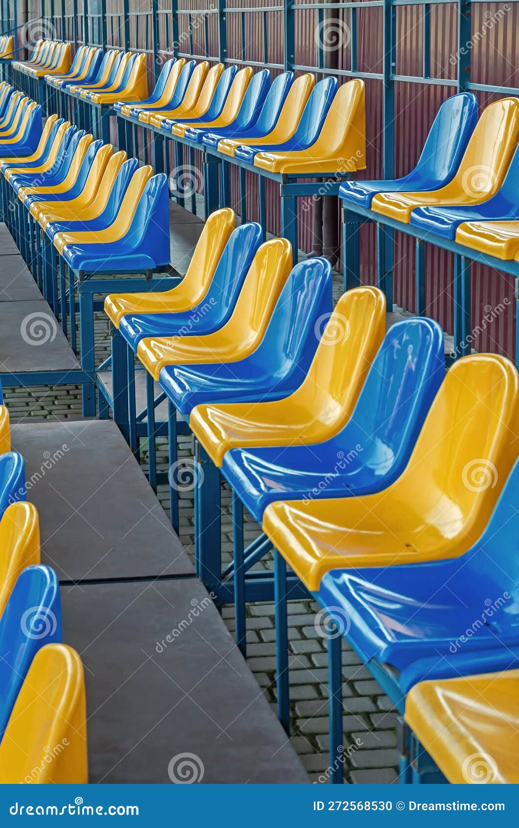 Seats in stands of stadium stock photo. Image of soccer - 272568530