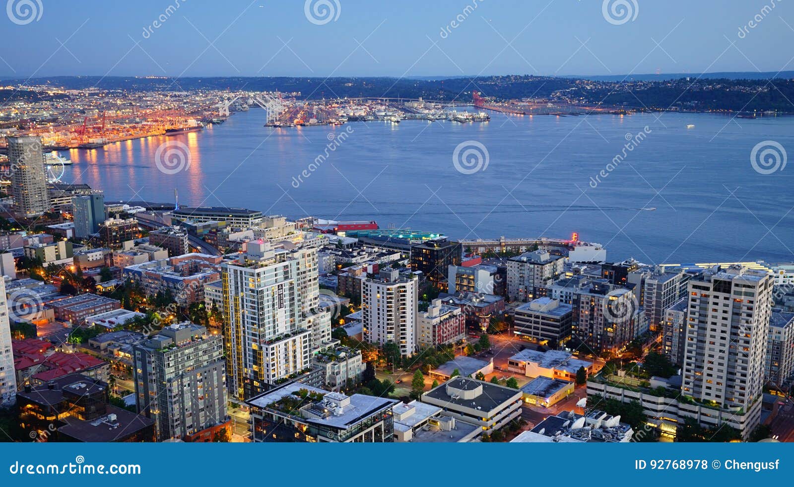 Seattle city at night stock photo. Image of beach, highway - 92768978