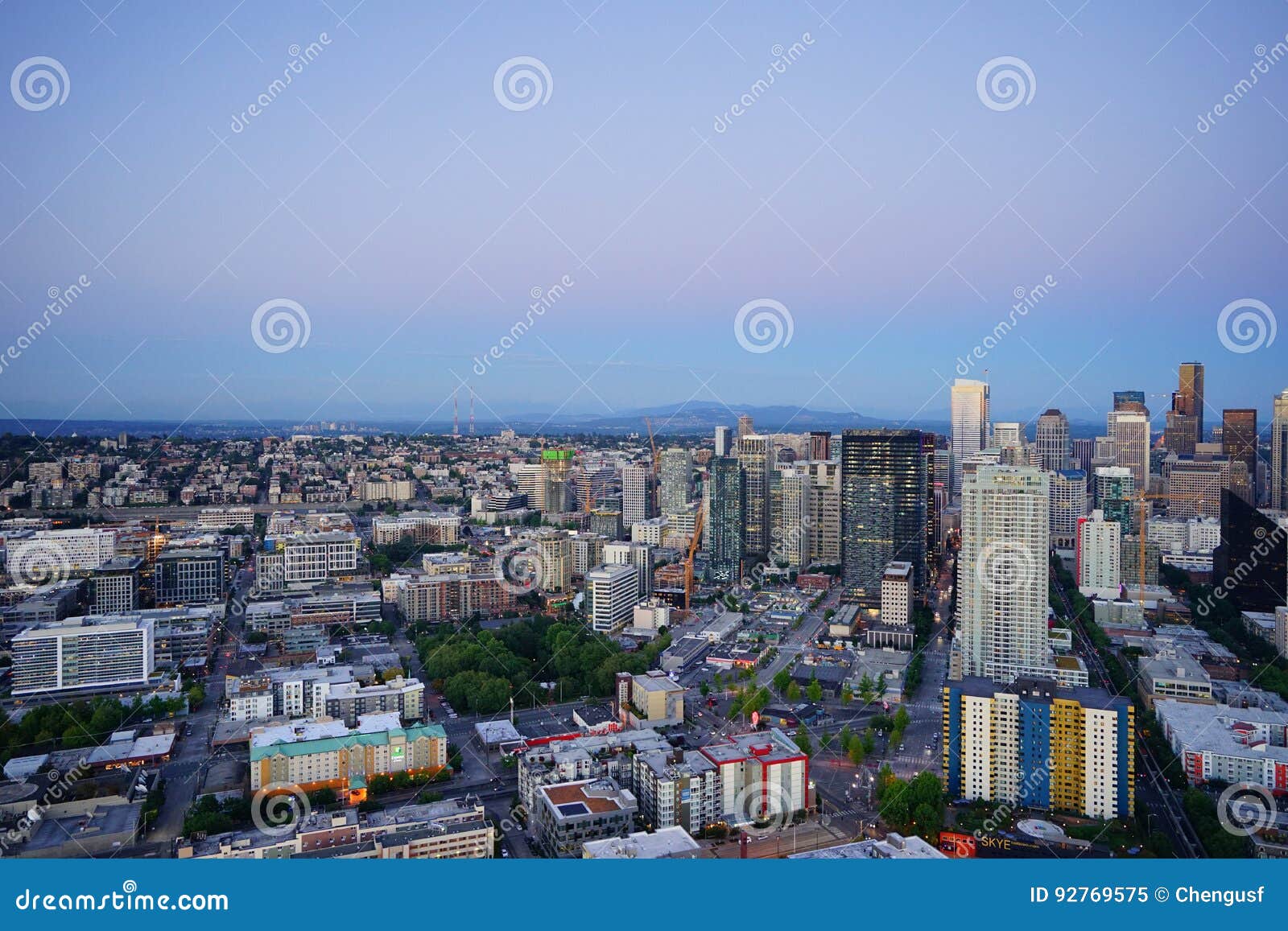 Seattle city sun set stock image. Image of beauty, america - 92769575
