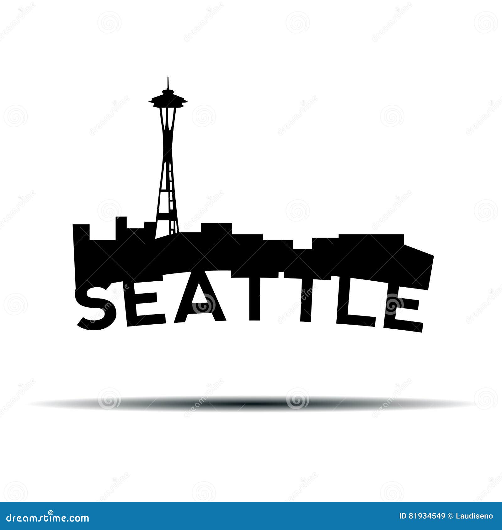 Seattle Cityscape Outline Vector Illustration | CartoonDealer.com ...