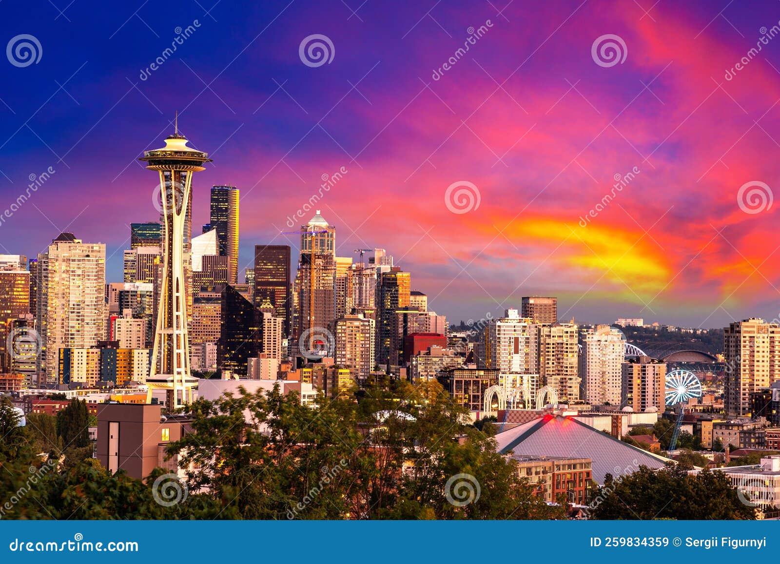 Seattle Cityscape and Space Needle Editorial Stock Image - Image of ...
