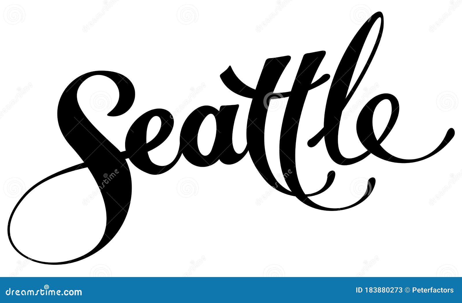 Seattle - Custom Calligraphy Text Stock Vector - Illustration of ...