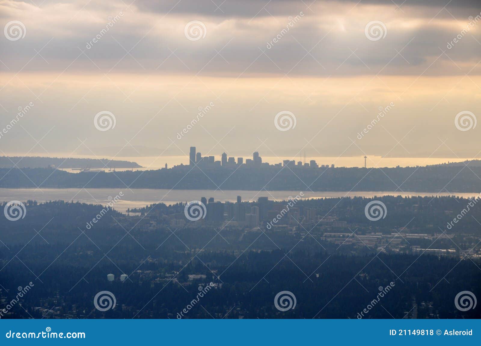 Seattle Downtown & Bellevue Downtown Stock Photo - Image of view ...