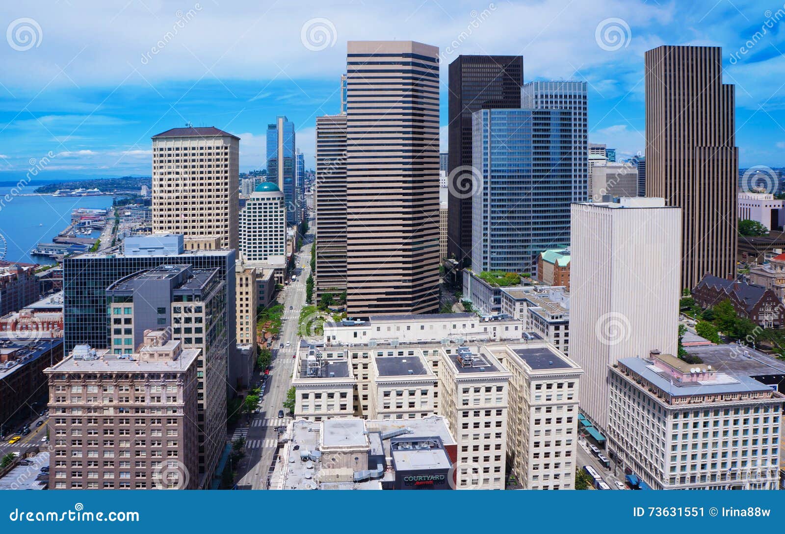Seattle Downtown from Smith Tower. Bright Light on a Sunny Day ...