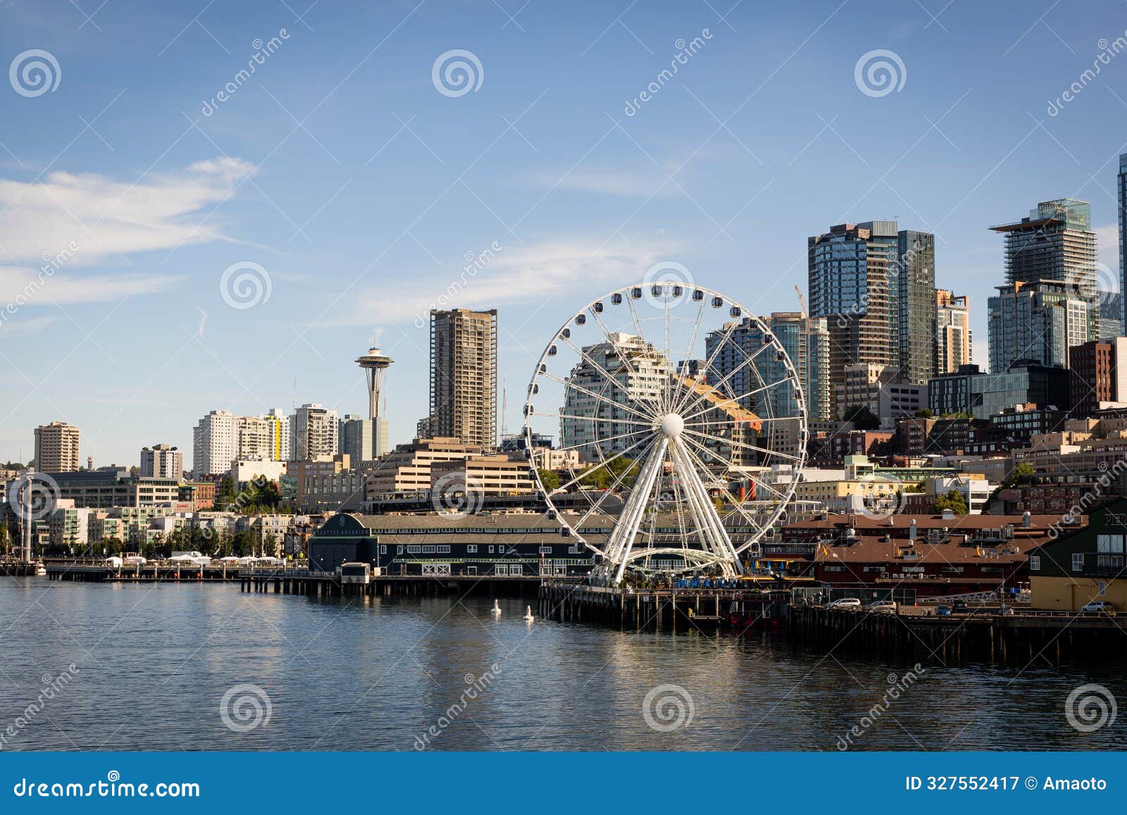 Seattle Ferris Wheel on a Clear Day Editorial Photography - Image of ...
