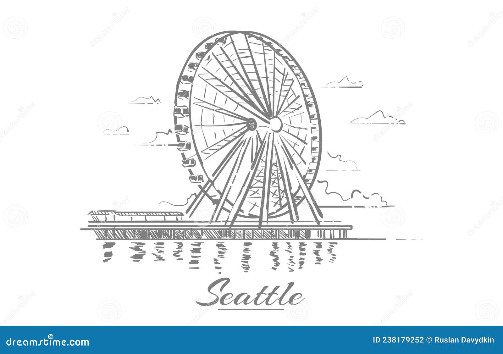 Seattle Ferris Wheel Sketch Hand Drawn Vector Illustration Stock Vector ... Seattle Ferris Wheel Sketch Hand Drawn Vector Illustration Stock Vector ...