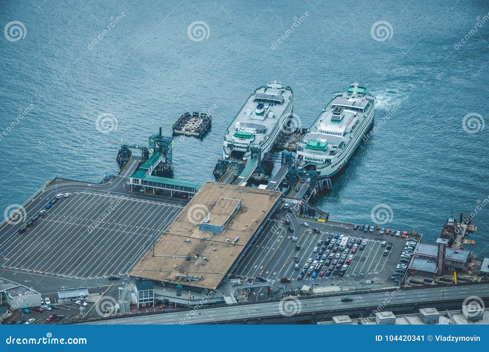 Seattle Ferry Terminal stock image. Image of ocean, skyline - 104420341