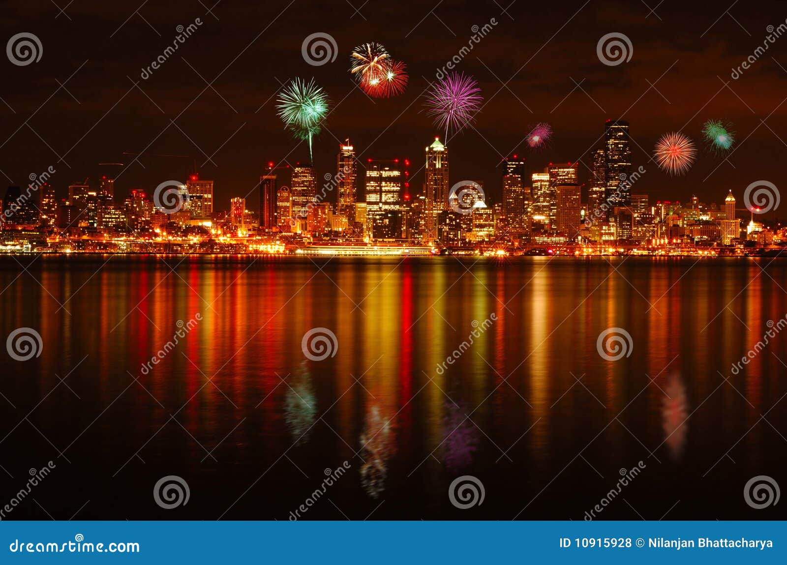 Seattle fireworks stock photo. Image of building, celebrate - 10915928