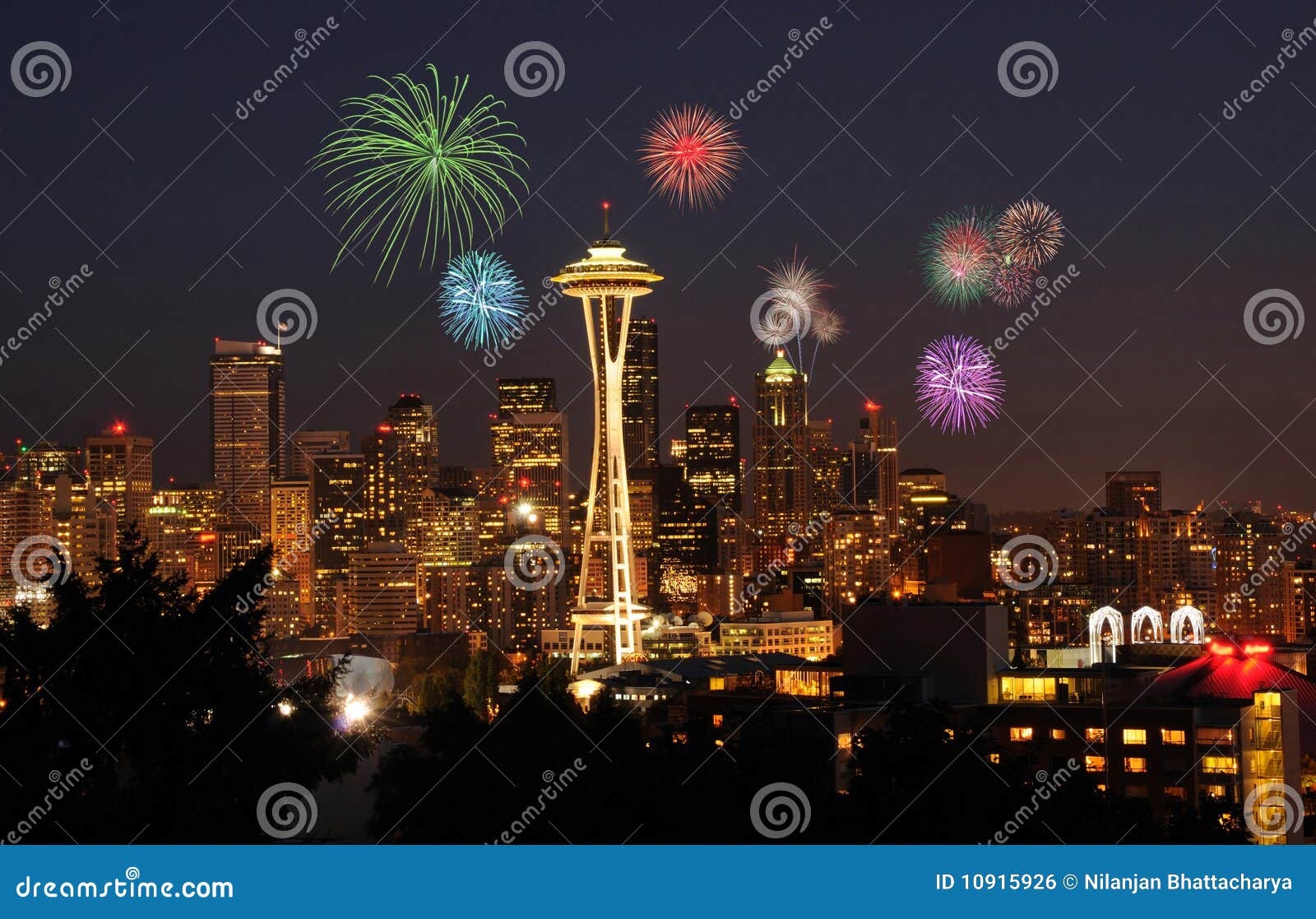 Seattle Fireworks Celebration Stock Photo - Image of light ...