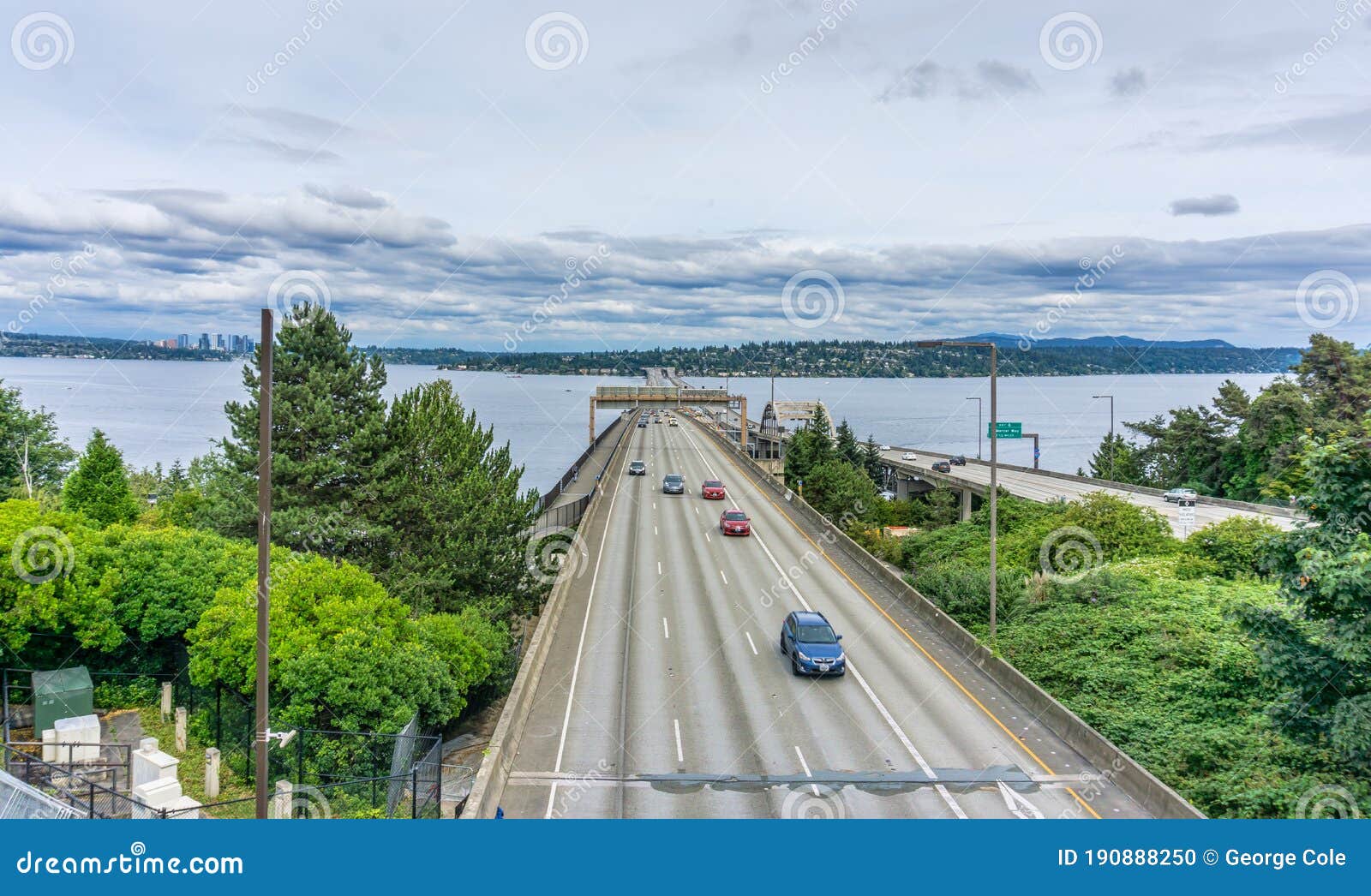 Seattle Floating Bridges Panorama 2 Stock Photo - Image of highway ...