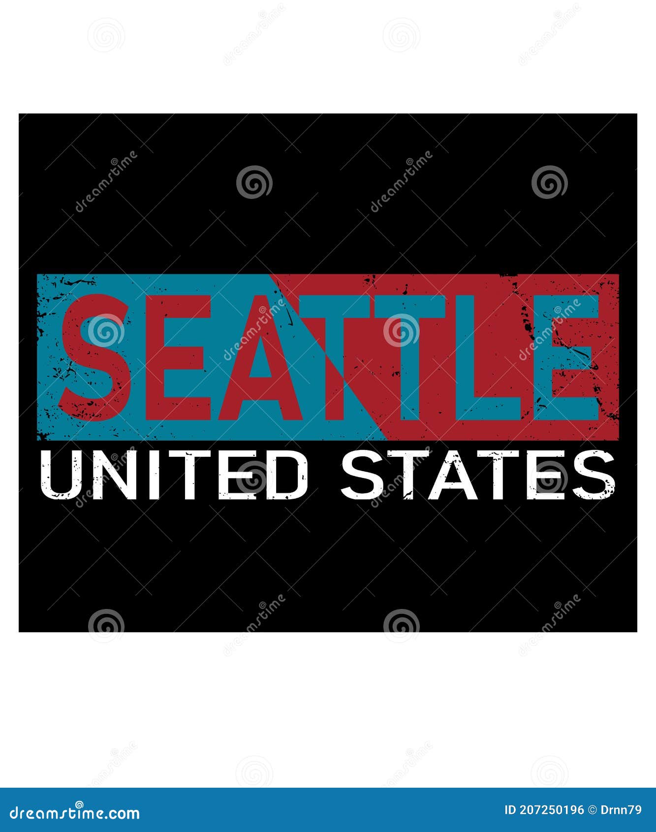 Seattle Graphic Emblem on Dark Background. Label for T-shirt Stock ...