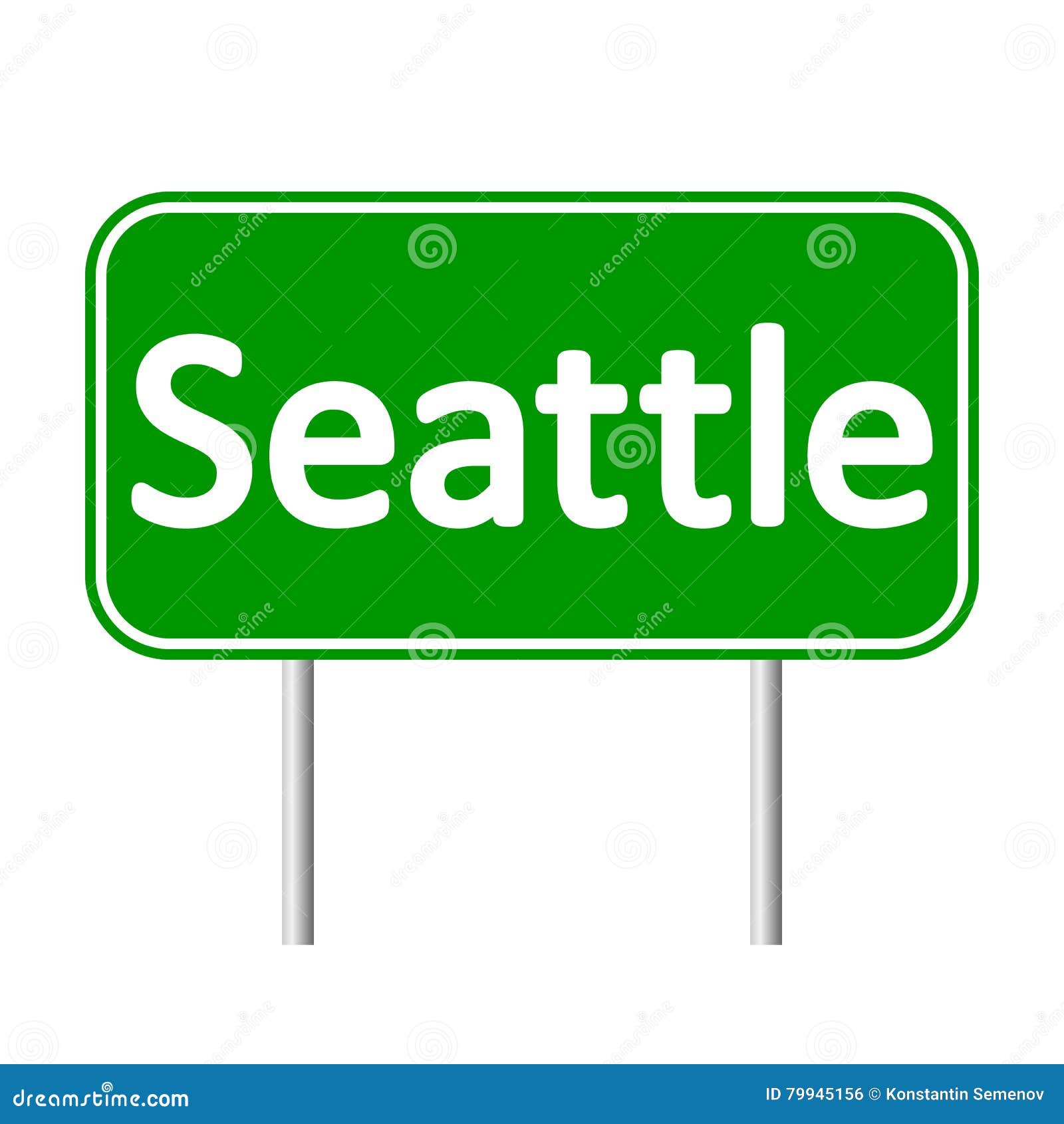 Seattle green road sign. stock illustration. Illustration of street ...