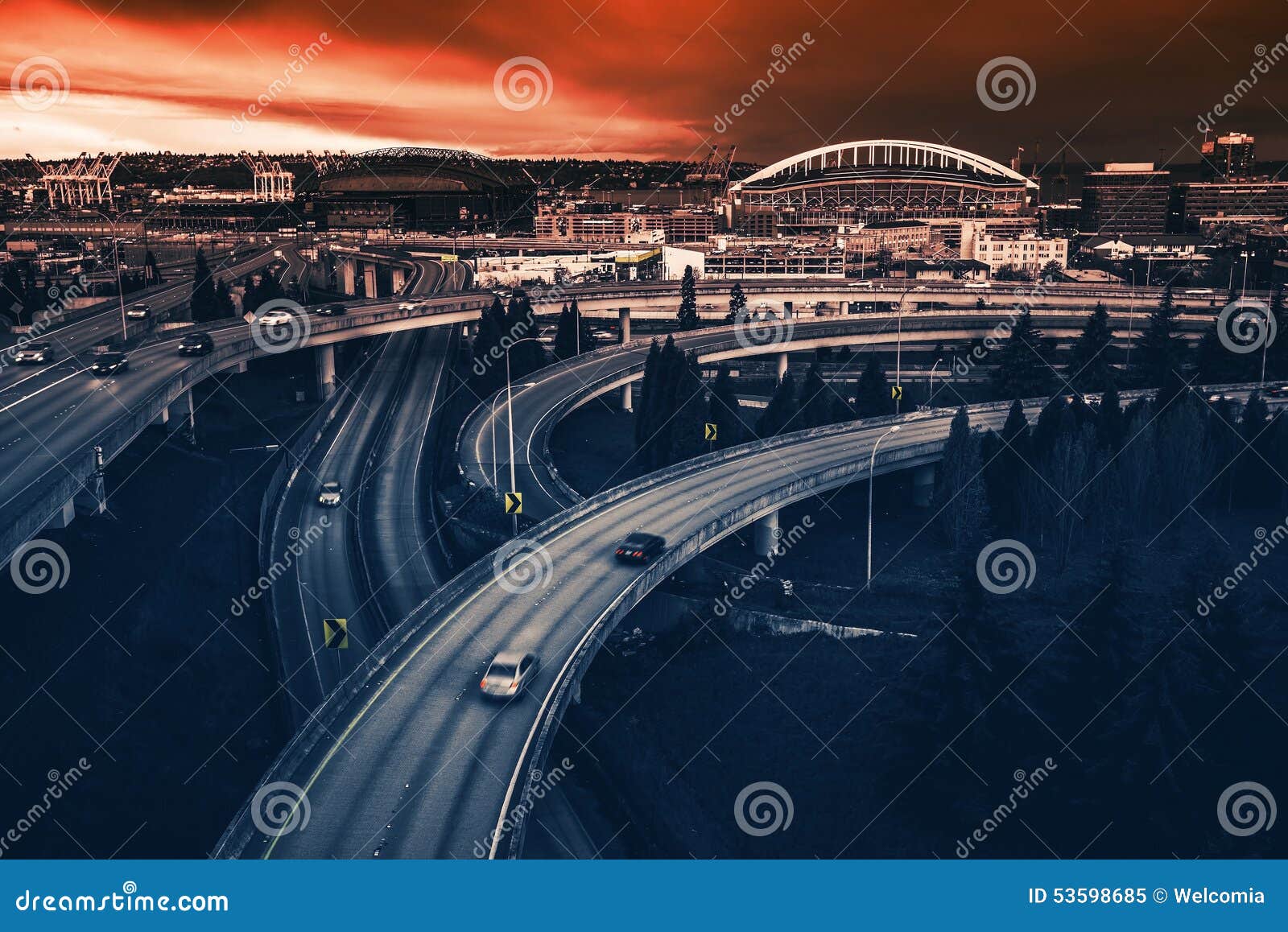 Seattle Highways Intersection Stock Image - Image of destination ...