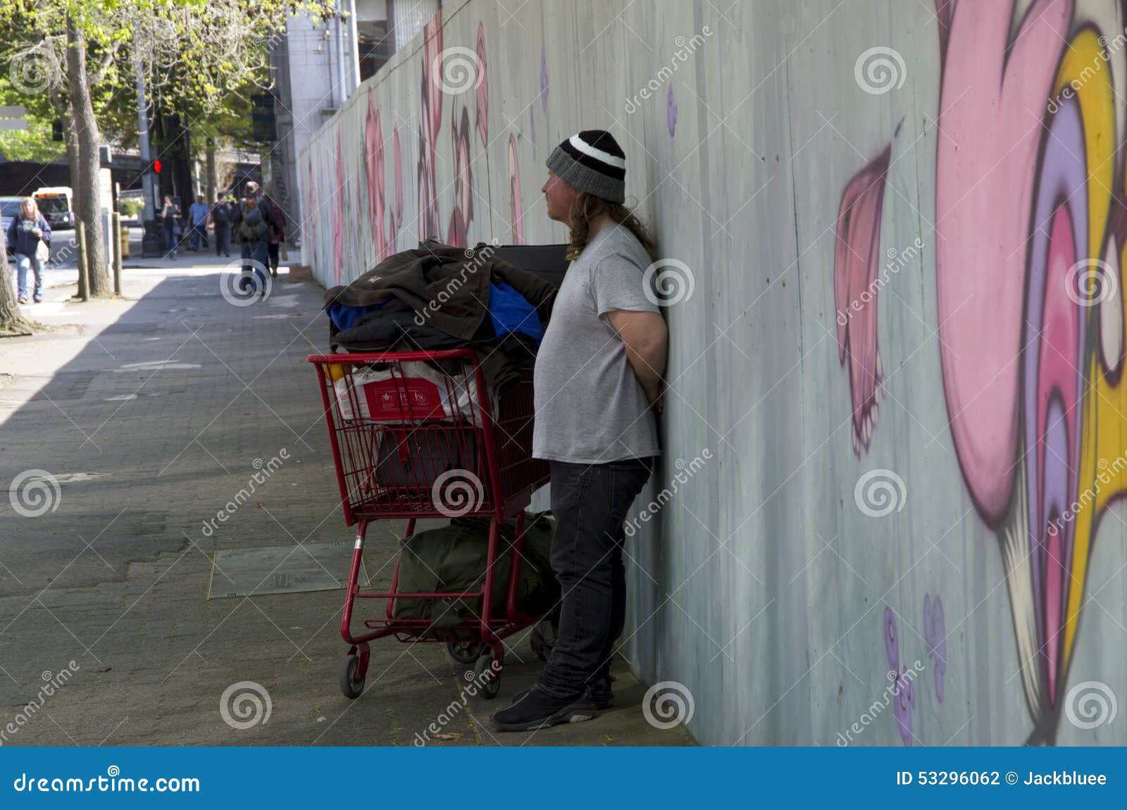 Seattle homeless man editorial photography. Image of downtown - 53296062