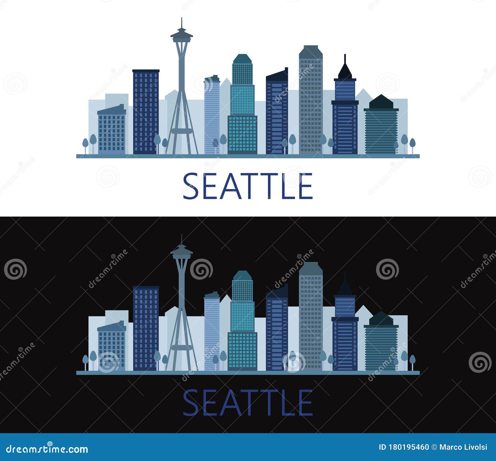 Seattle Icon Illustrated in Vector on White Background Stock ...