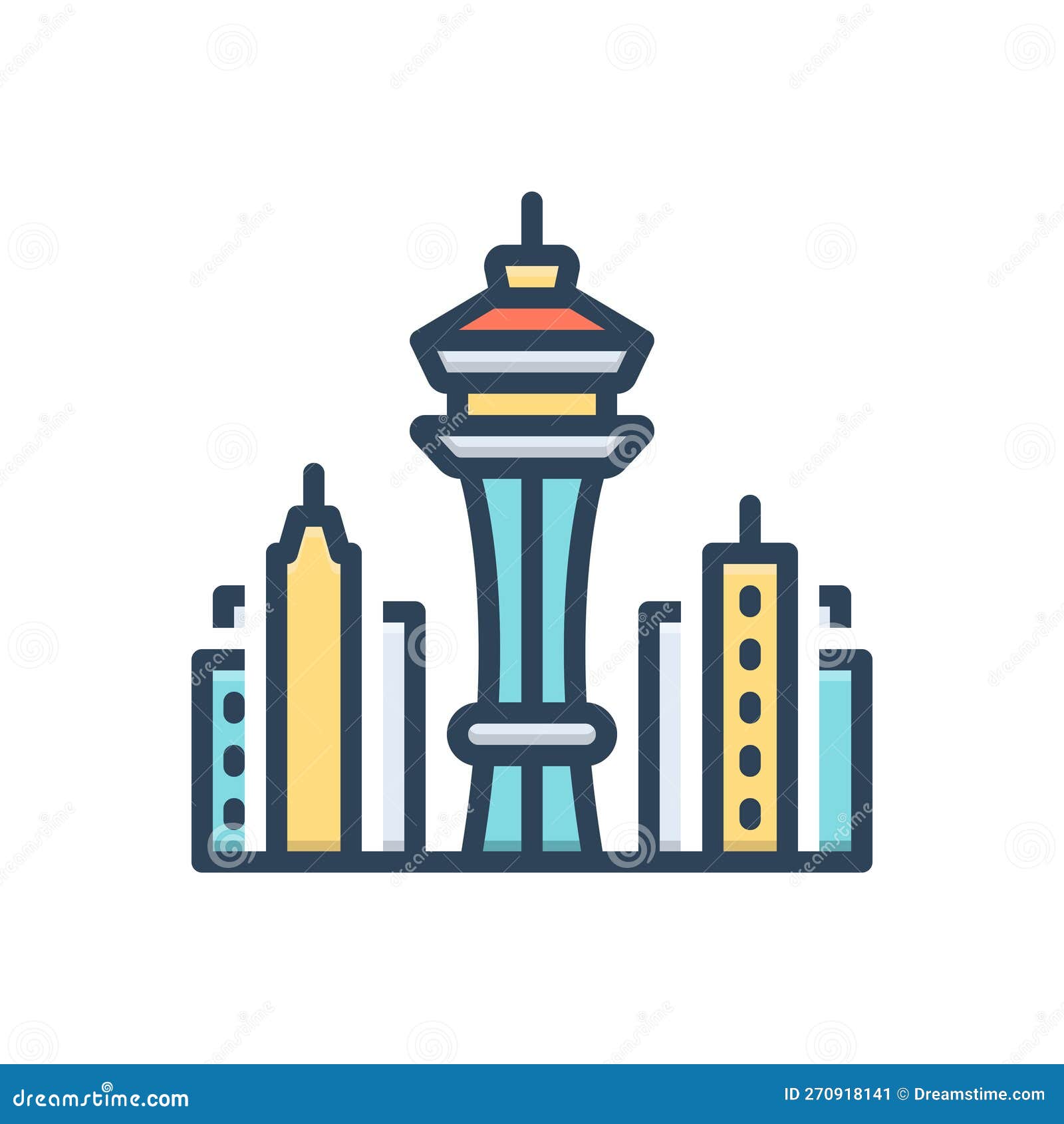 Color Illustration Icon for Seattle, Tower and Skyline Stock Vector ...