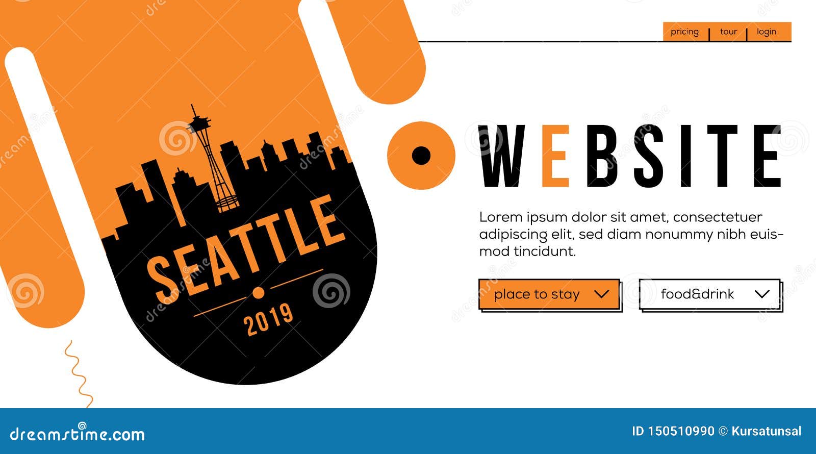 Seattle Modern Web Banner Design with Vector Skyline Stock Illustration ...