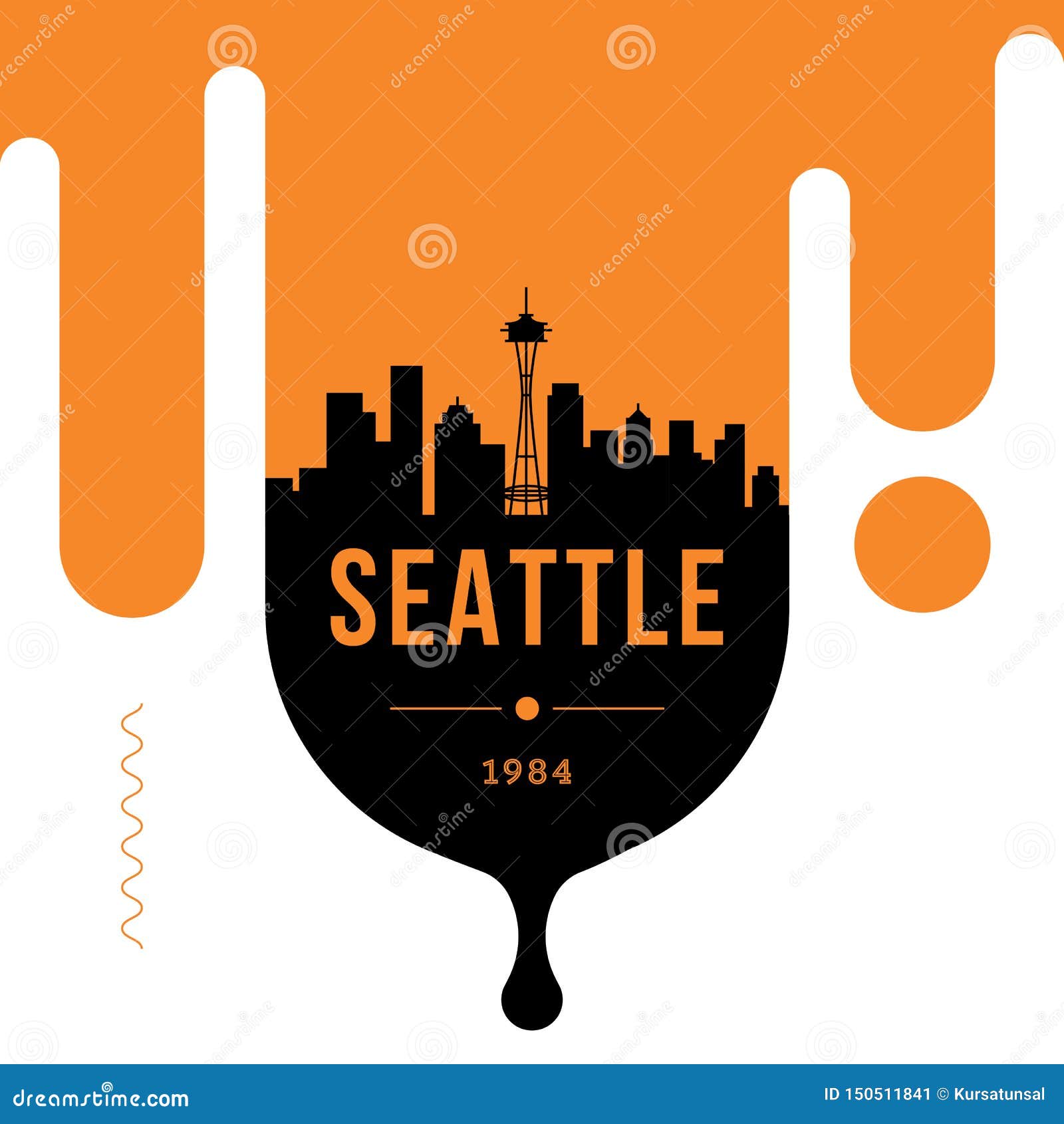 Seattle Modern Web Banner Design with Vector Skyline Stock Illustration ...