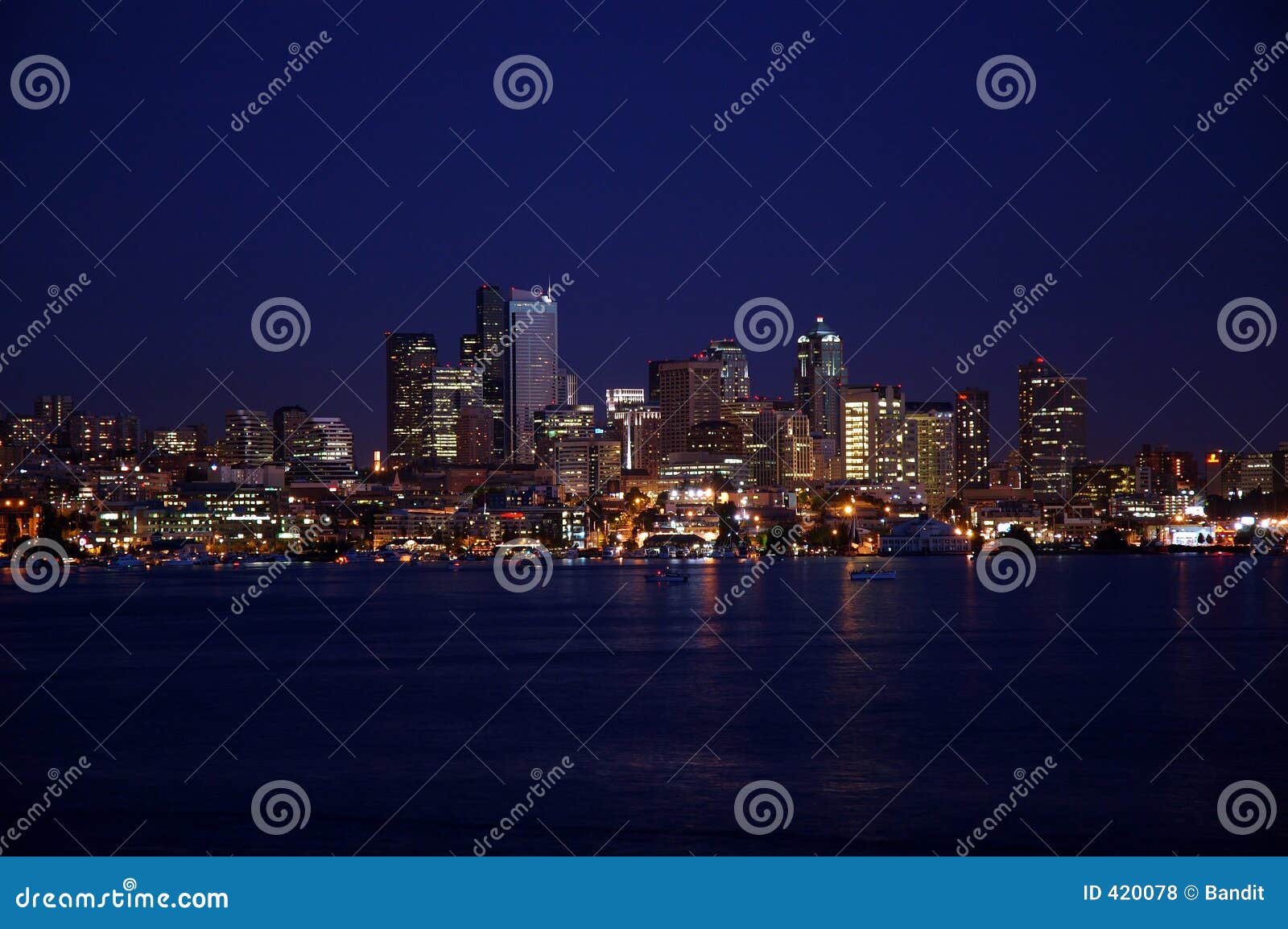 Seattle at night stock photo. Image of lights, evening - 420078