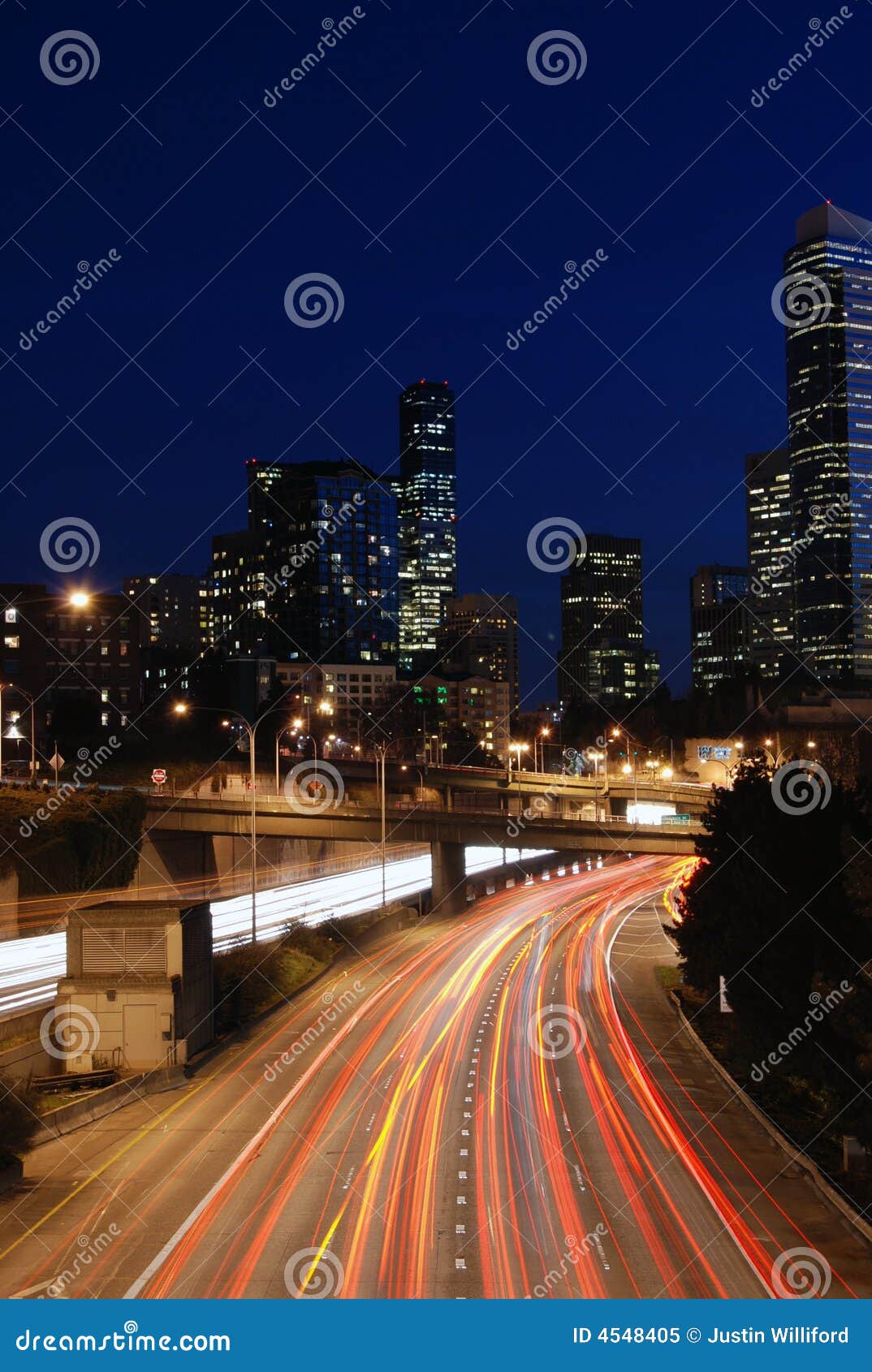 Seattle Night stock image. Image of state, vertical, skyscrapers - 4548405