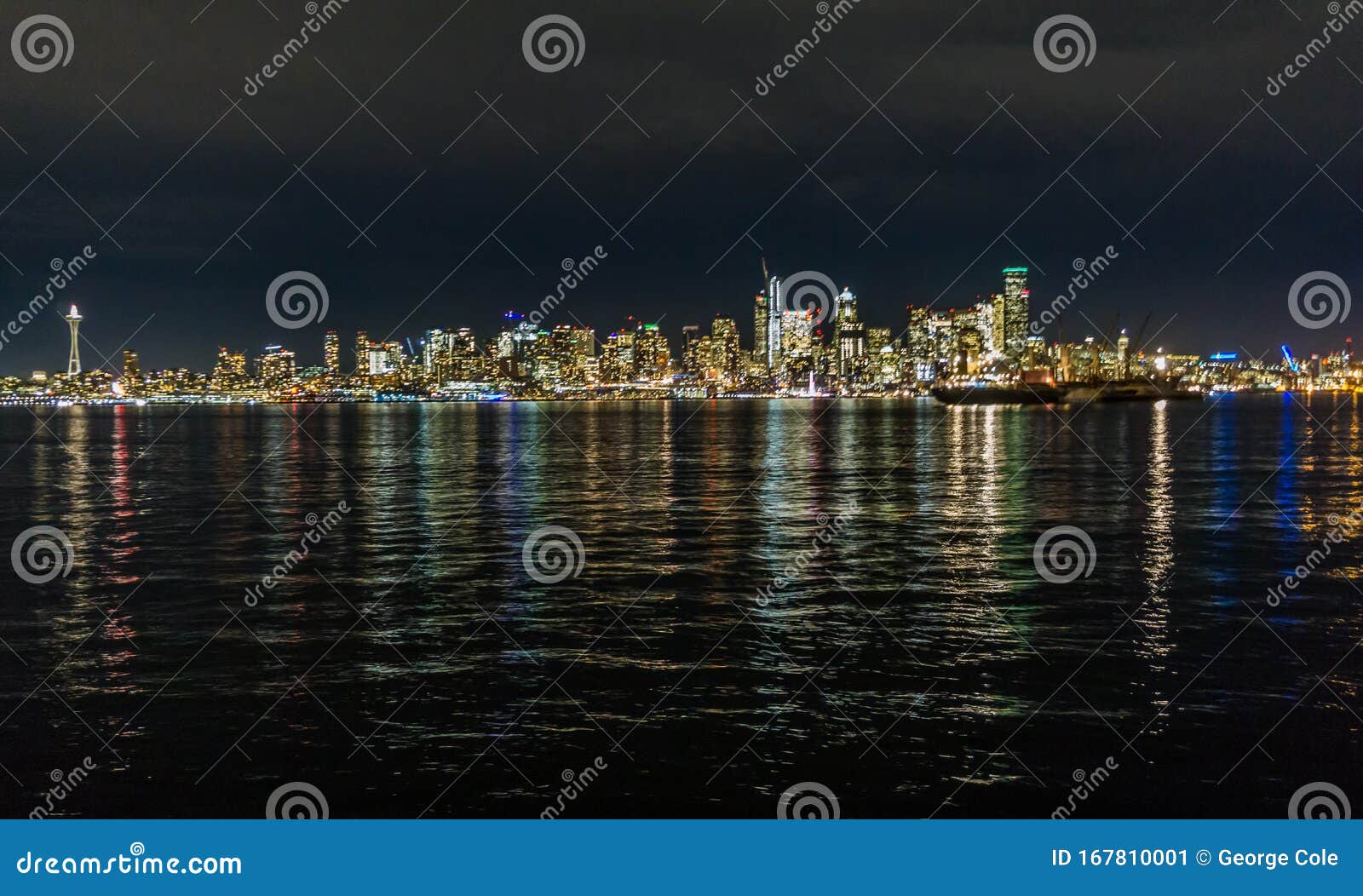 Seattle Night Lights 5 stock image. Image of buildings - 167810001