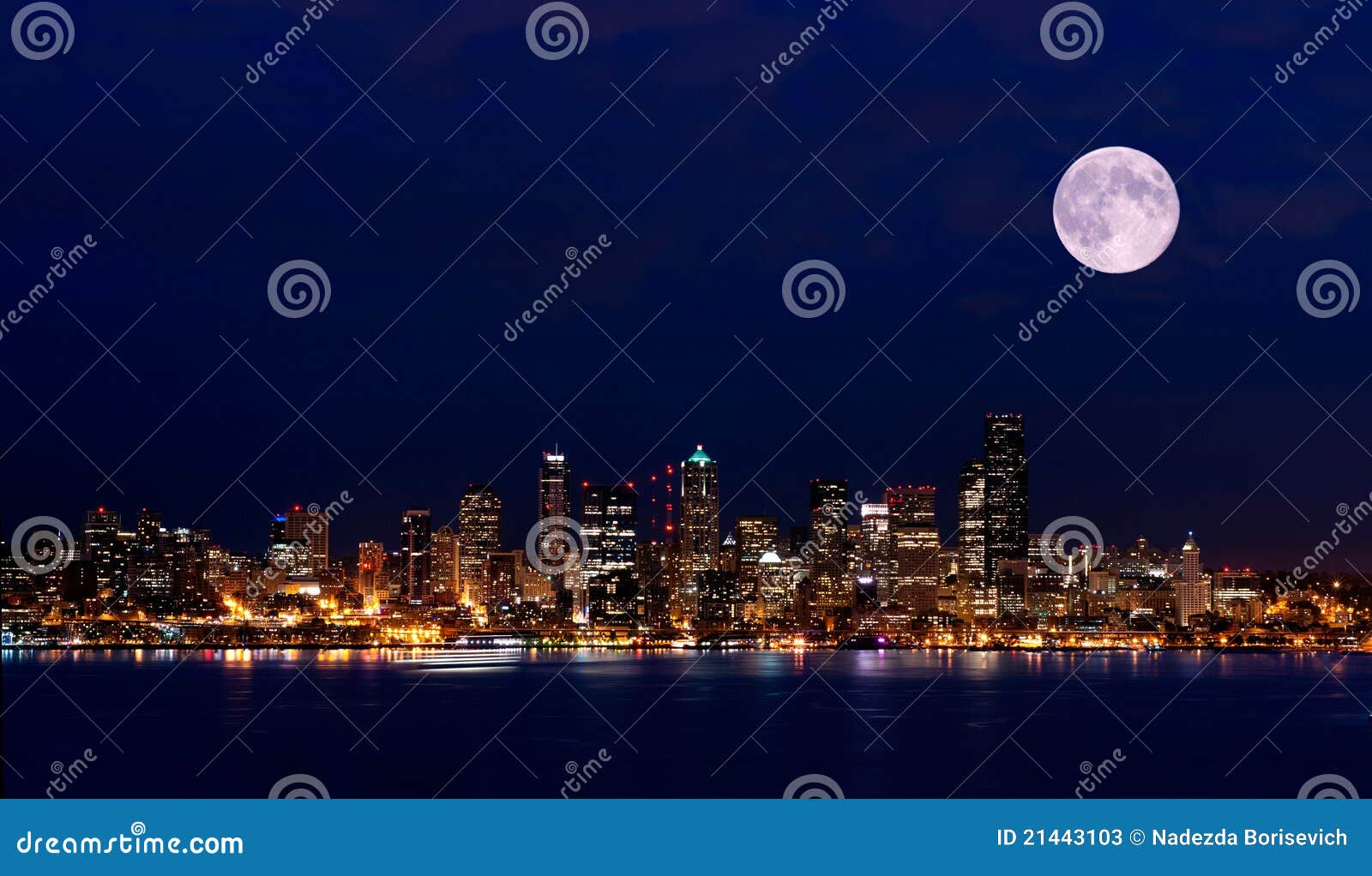 Seattle Night View from Hamilton Park Stock Image - Image of clouds ...
