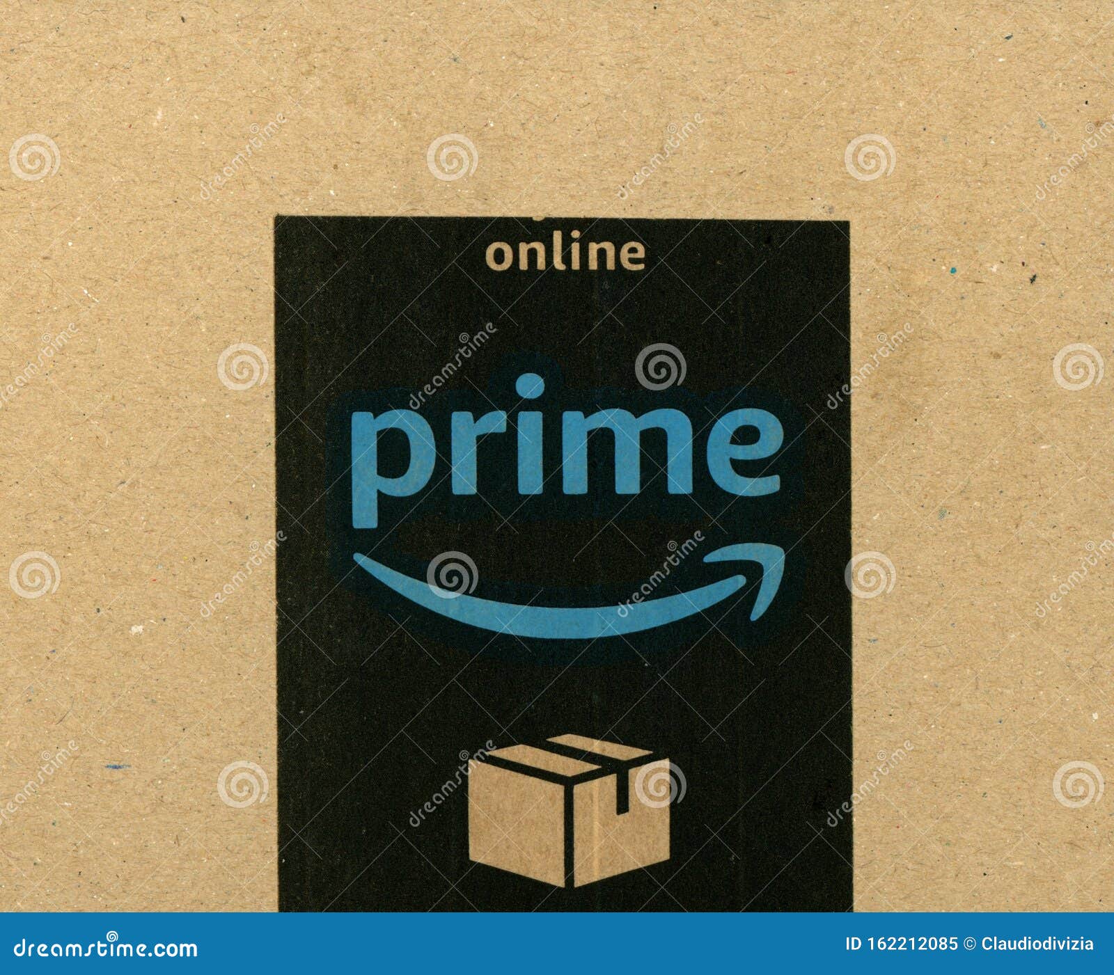 SEATTLE - OCT 2019: Amazon Prime Sign on Cardboard Packet Editorial ...