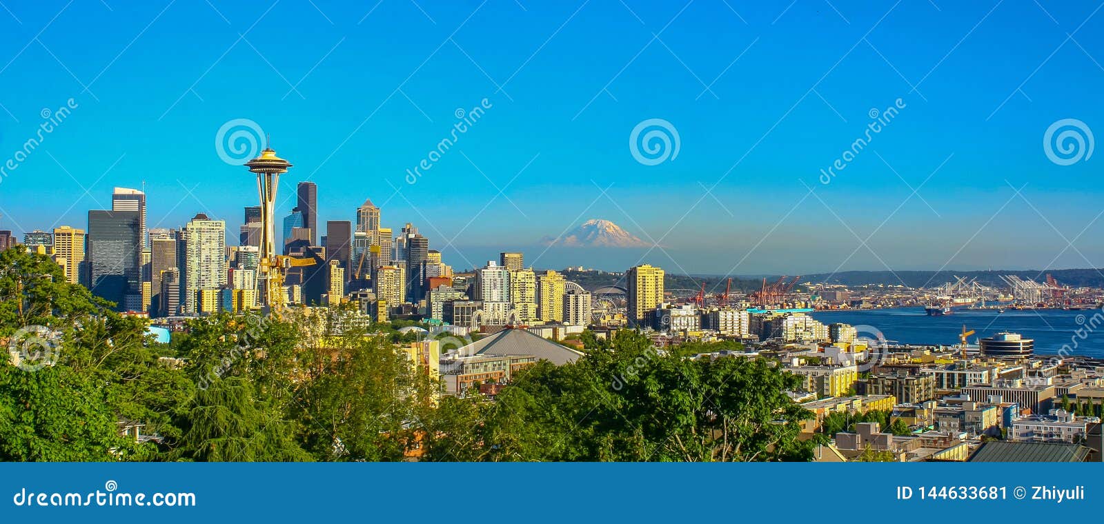 Seattle Panorama Sunset View Editorial Photo - Image of sunset ...