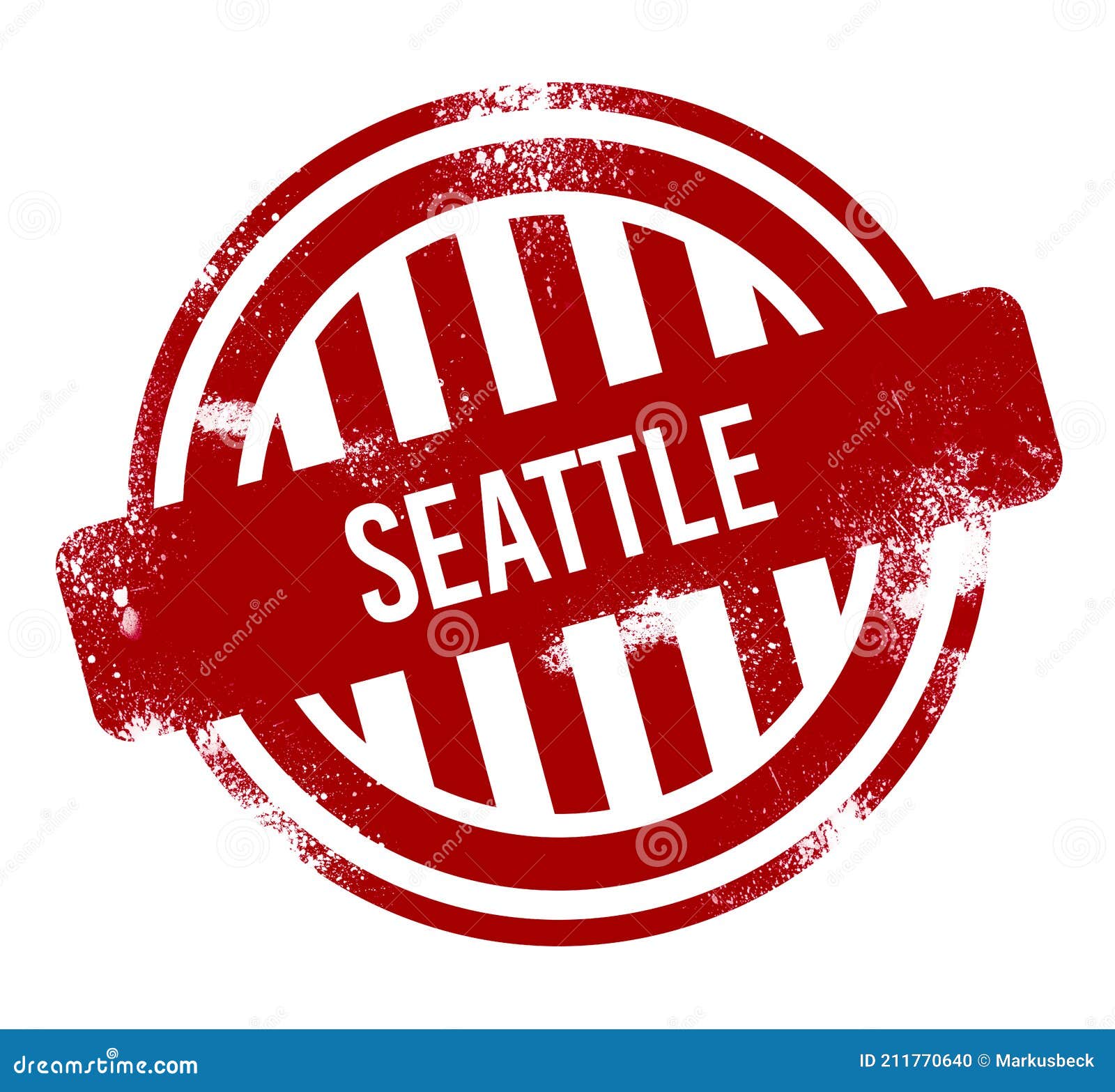 Seattle - Red Grunge Button, Stamp Stock Illustration - Illustration of ...