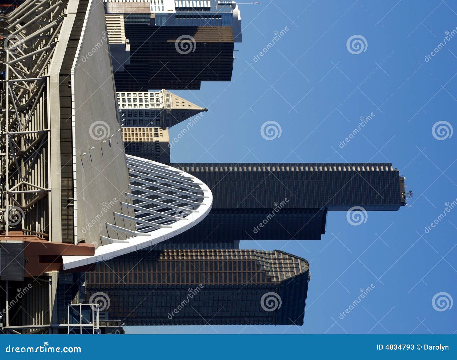 Seattle S Varied Building Designs Against Blue Sky Stock Image - Image ...