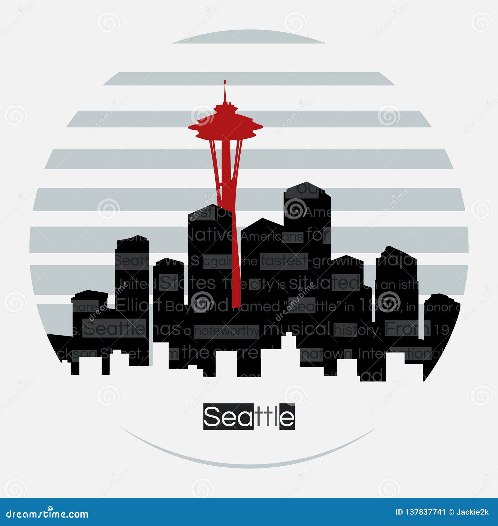 Vector Seattle Skyline Design Editorial Photo | CartoonDealer.com ...