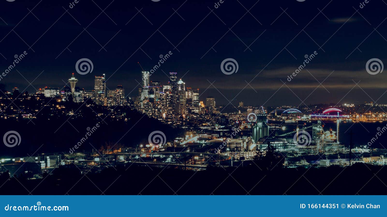 Seattle Skylight Space Needle Night City View Stock Image - Image of ...