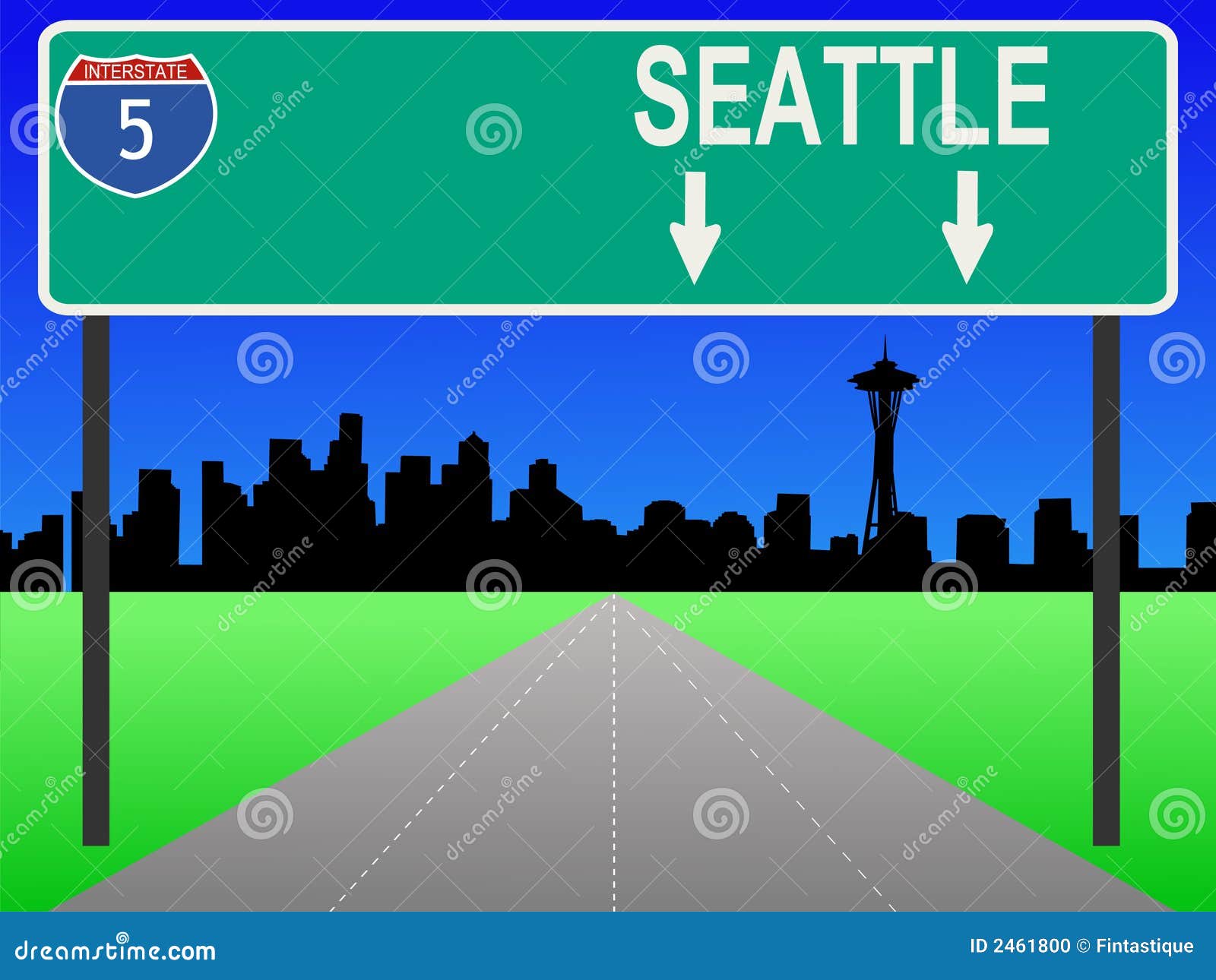 Seattle Skyline With Map Cartoon Vector | CartoonDealer.com #123139087
