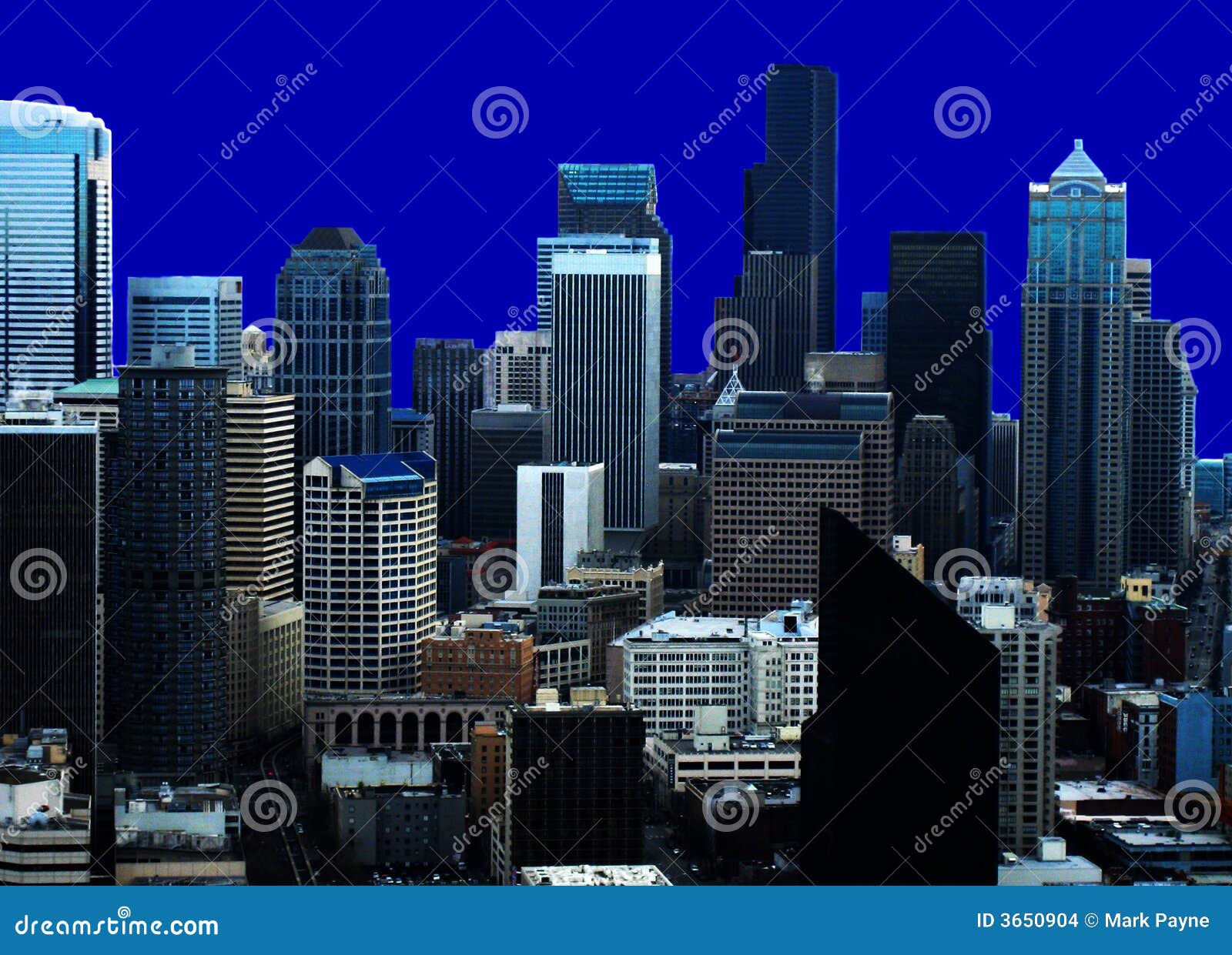 Seattle Skyline Blue Back stock photo. Image of seattle - 3650904