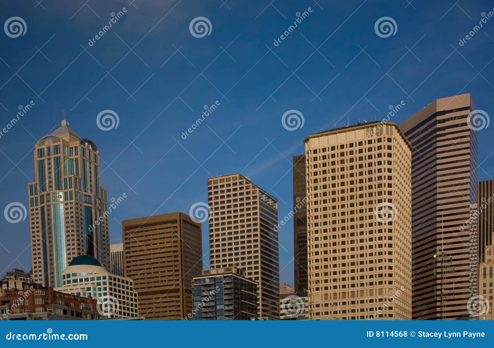 Seattle Skyline with Blue Sky Stock Photo - Image of seattle, business ...