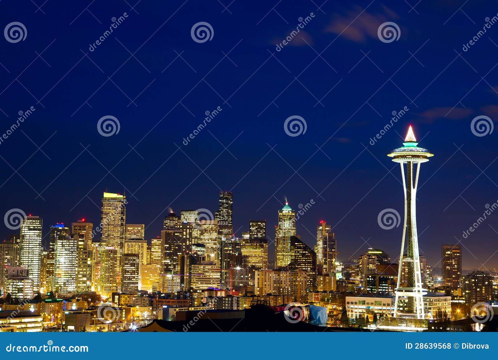 Seattle Skyline At Sunset Aerial Editorial Image | CartoonDealer.com ...