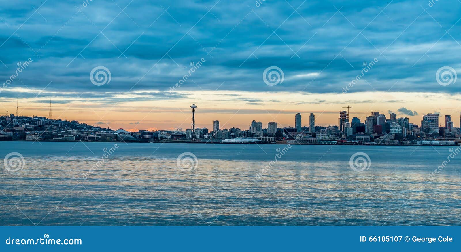 Seattle Skyline at Dusk stock image. Image of skyline - 66105107